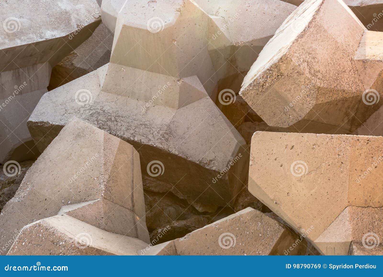 Huge Concrete Blocks by the Shore. Stock Image - Image of forms ...