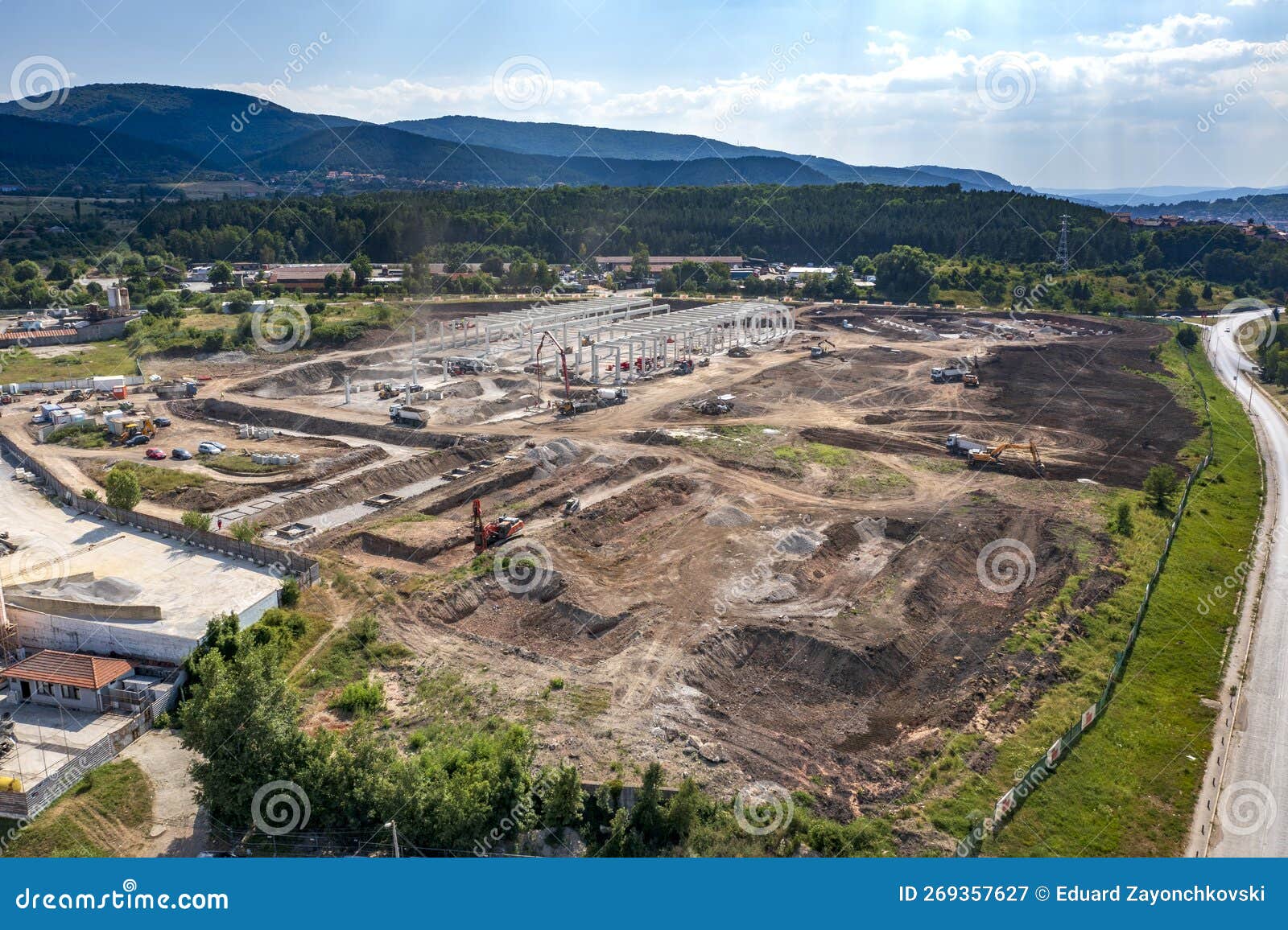 Huge Construction Site with Many Working Heavy Machines Stock Image ...