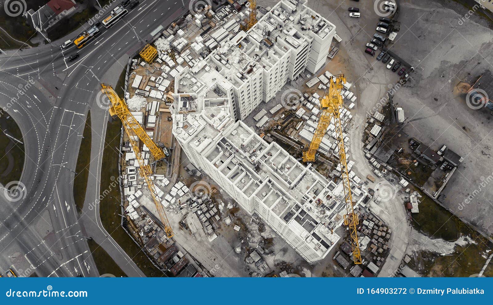 A Huge Construction Site View from Above with Drone Stock Photo - Image ...
