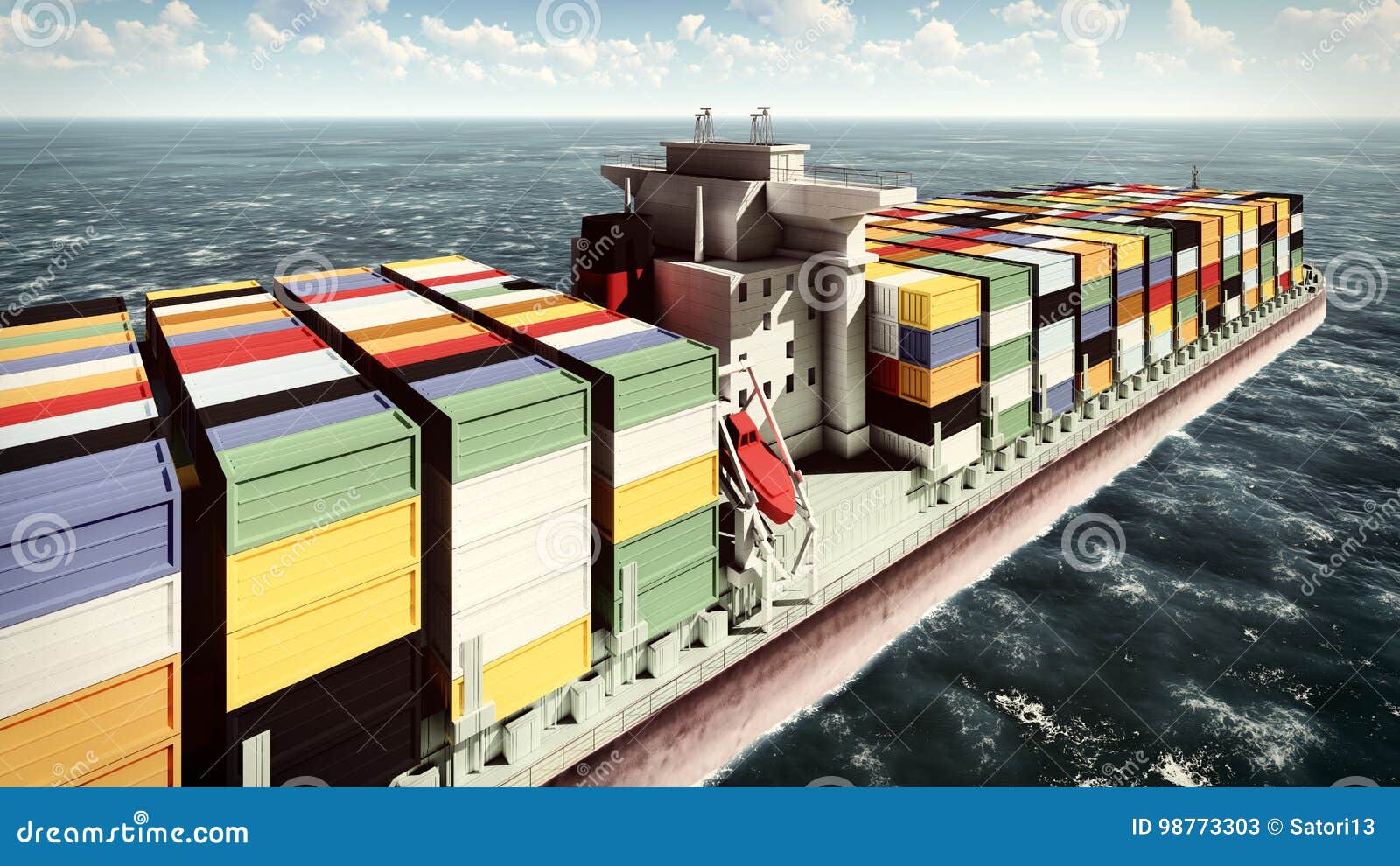 Huge Container on Way To Port 3d Rendering Stock Illustration ...