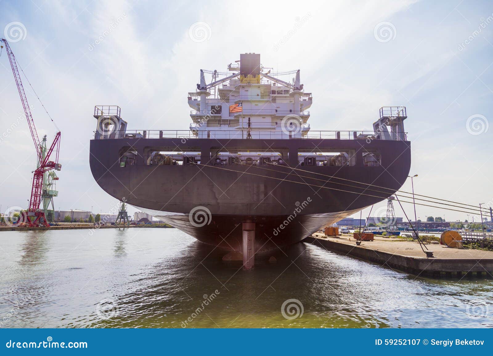 Huge Container Ship in Drydock for Repair in Antwerp Container Term ...