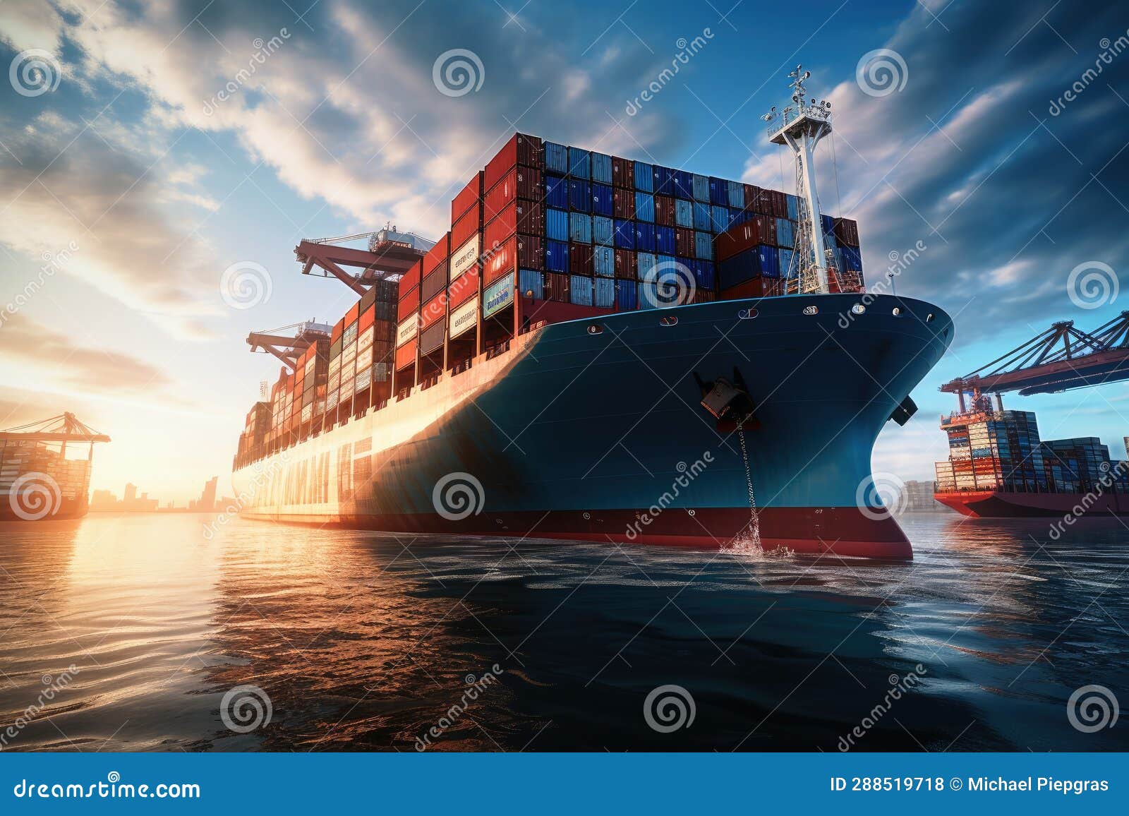 A Huge Container Ship in the Ocean Stock Photo - Image of commercial ...