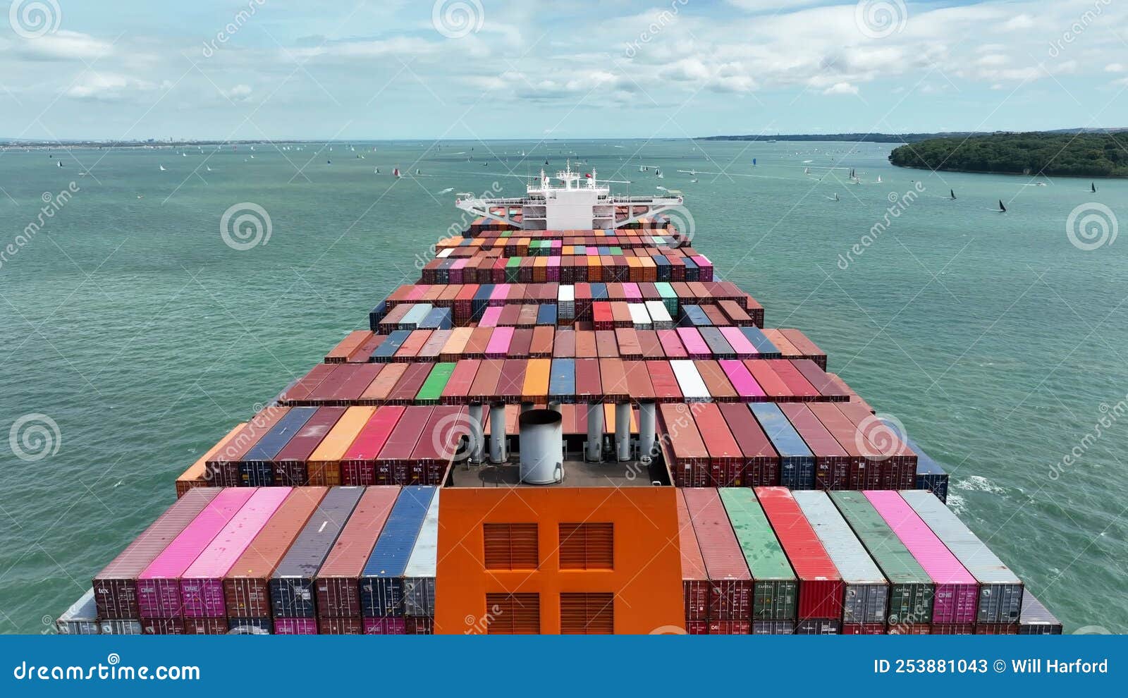 Fully Loaded Container Ship at Sea Transporting Cargo Around the World ...