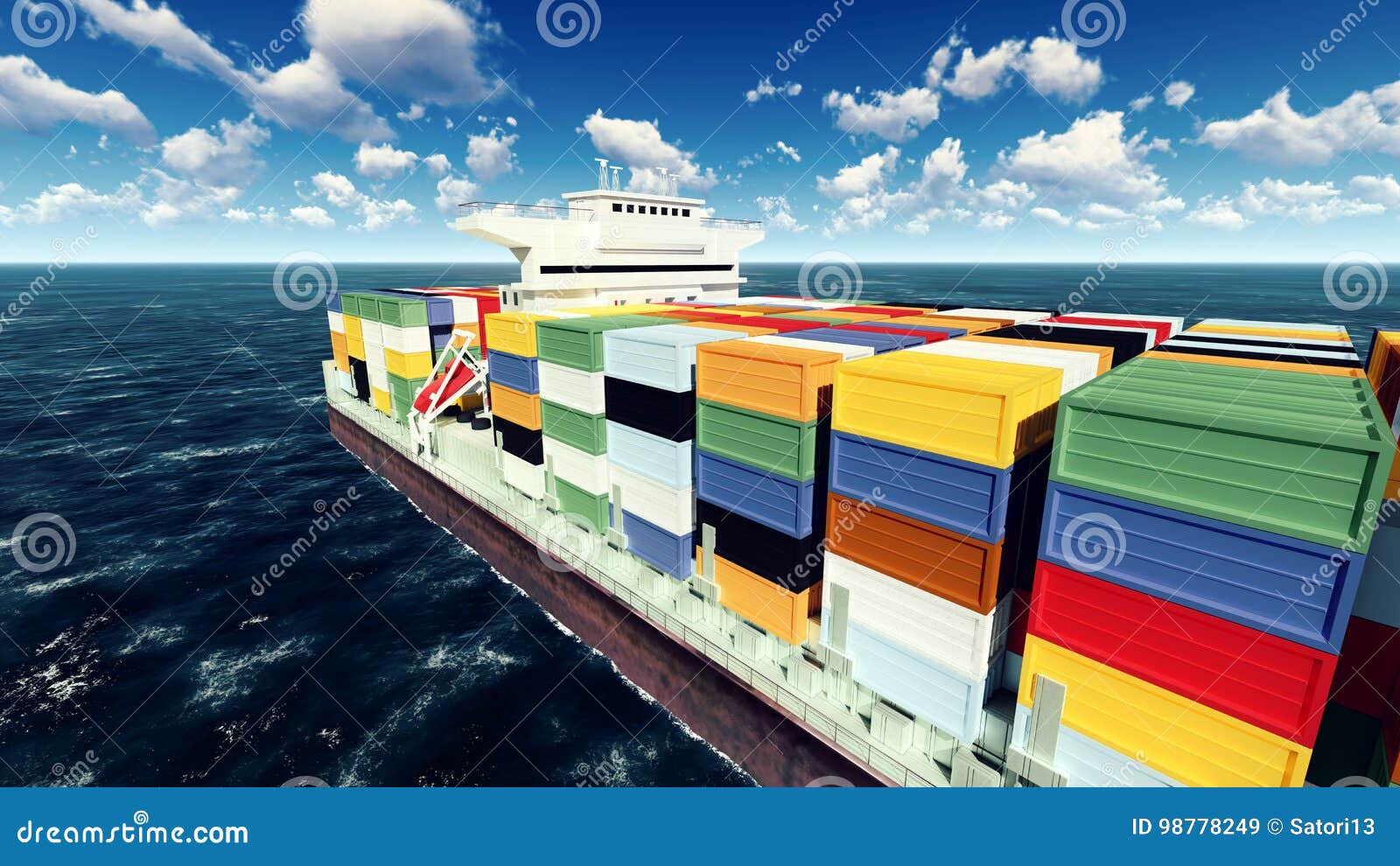 Huge Container on Way To Port 3d Rendering Stock Image - Image of open ...