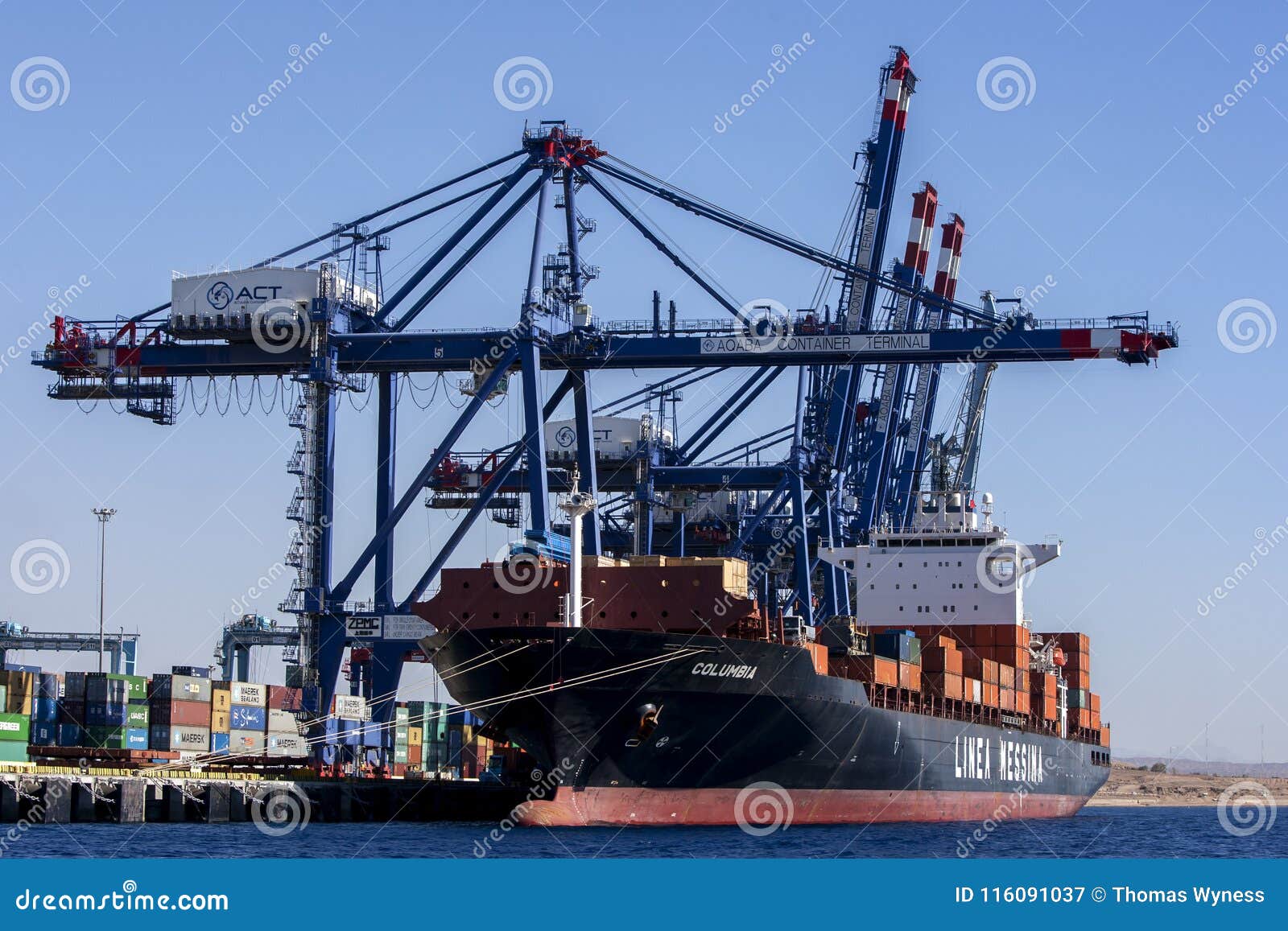 A Container Ship Docked at the Aqaba Container Terminal on the Gulf of ...