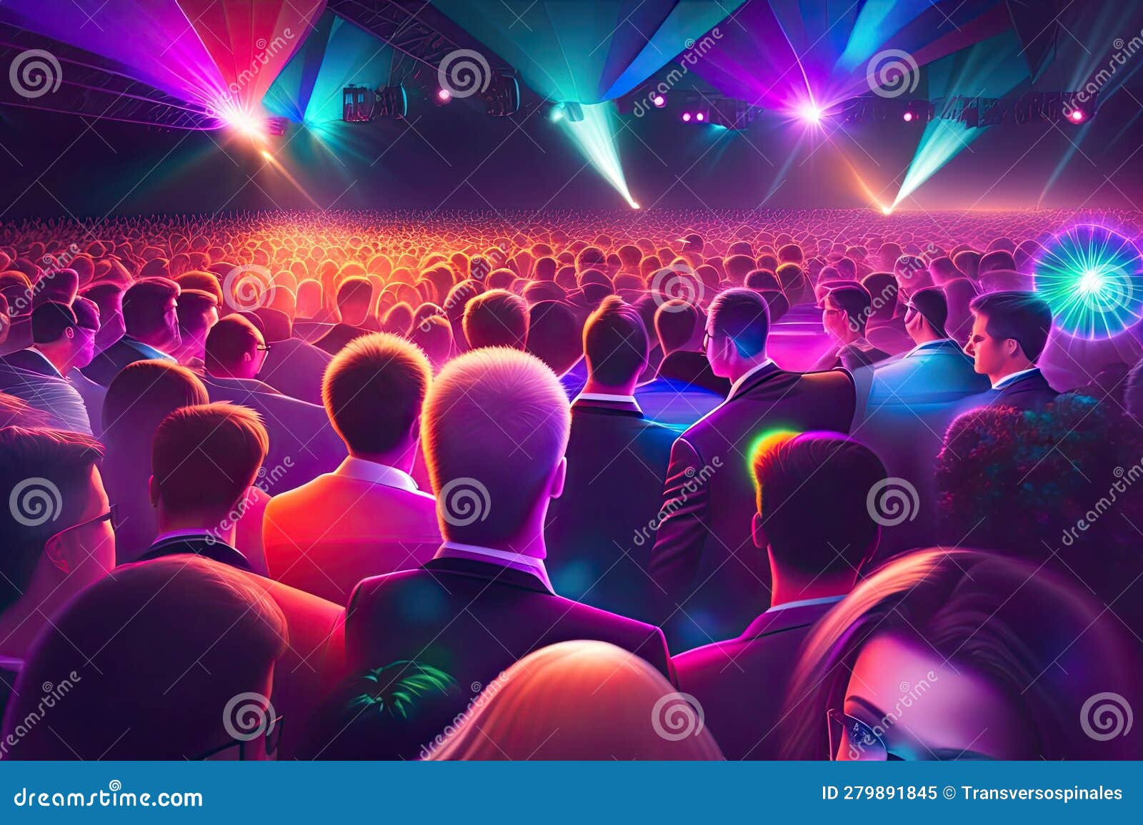 Huge Crowd Disco Party in Night Club Generative AI Stock Illustration ...