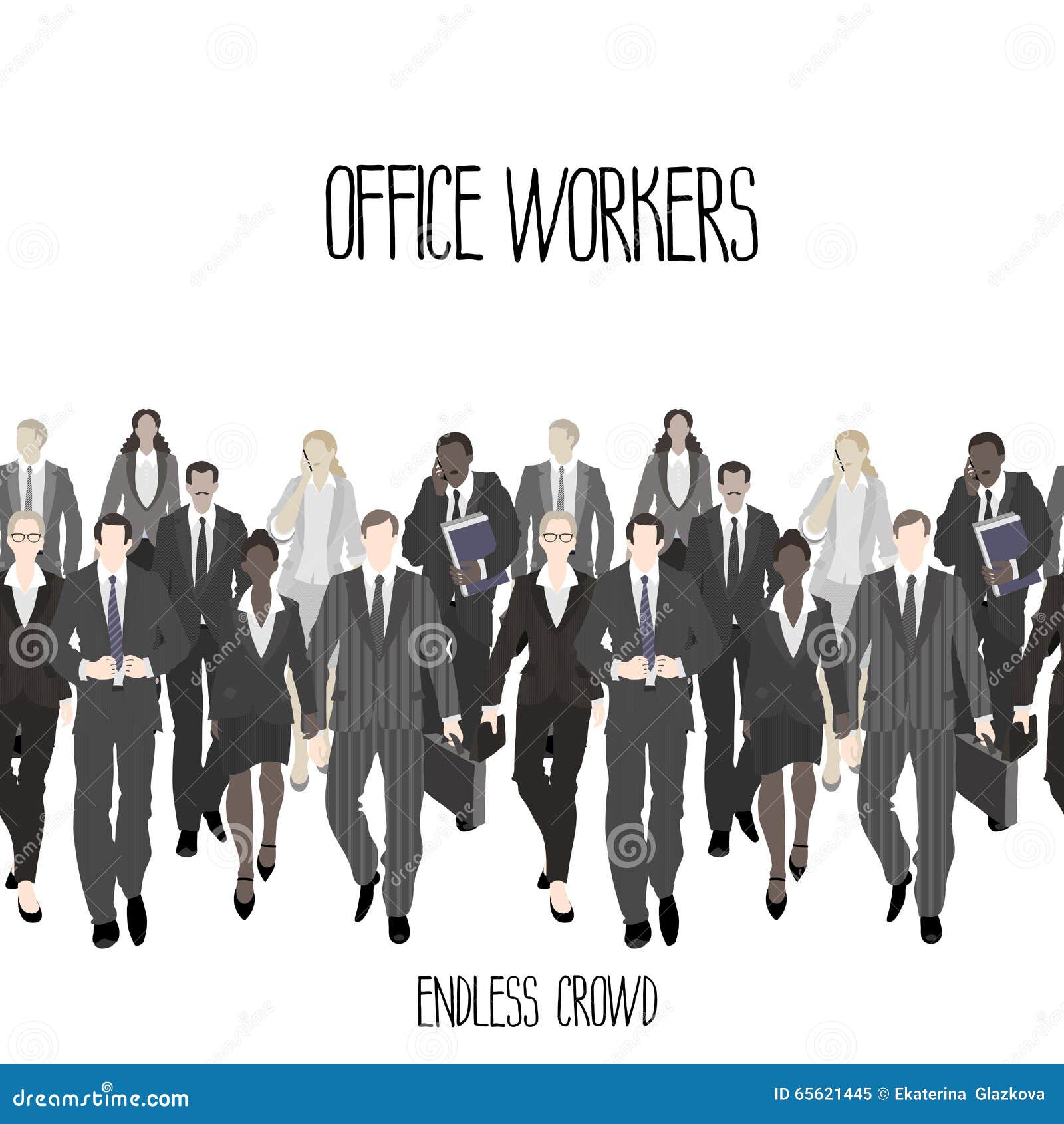 Huge Crowd of Office Workers Stock Vector - Illustration of confident ...