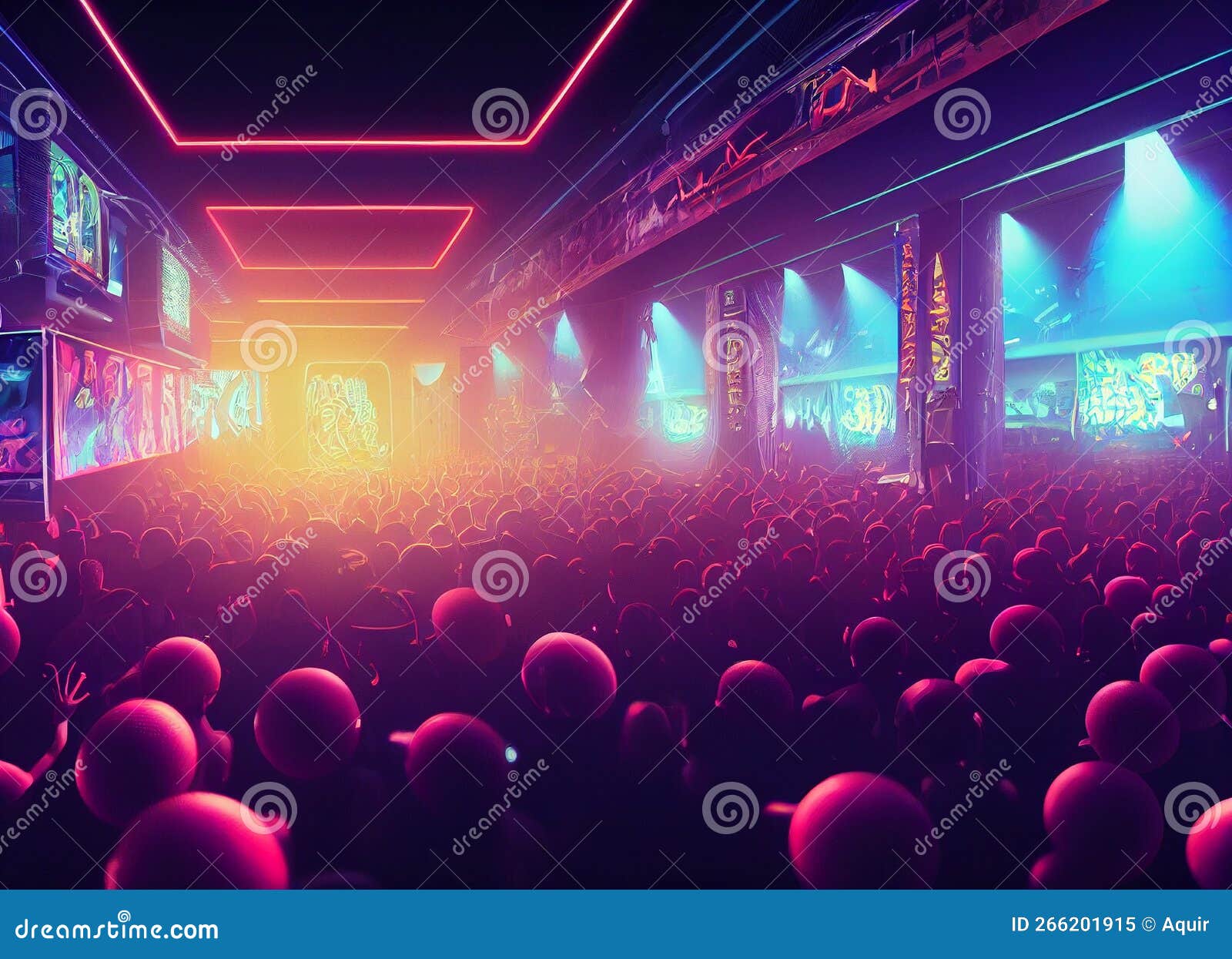 A Huge Crowded Disco Party in a Nightclub. Ai Generated. Disco ...