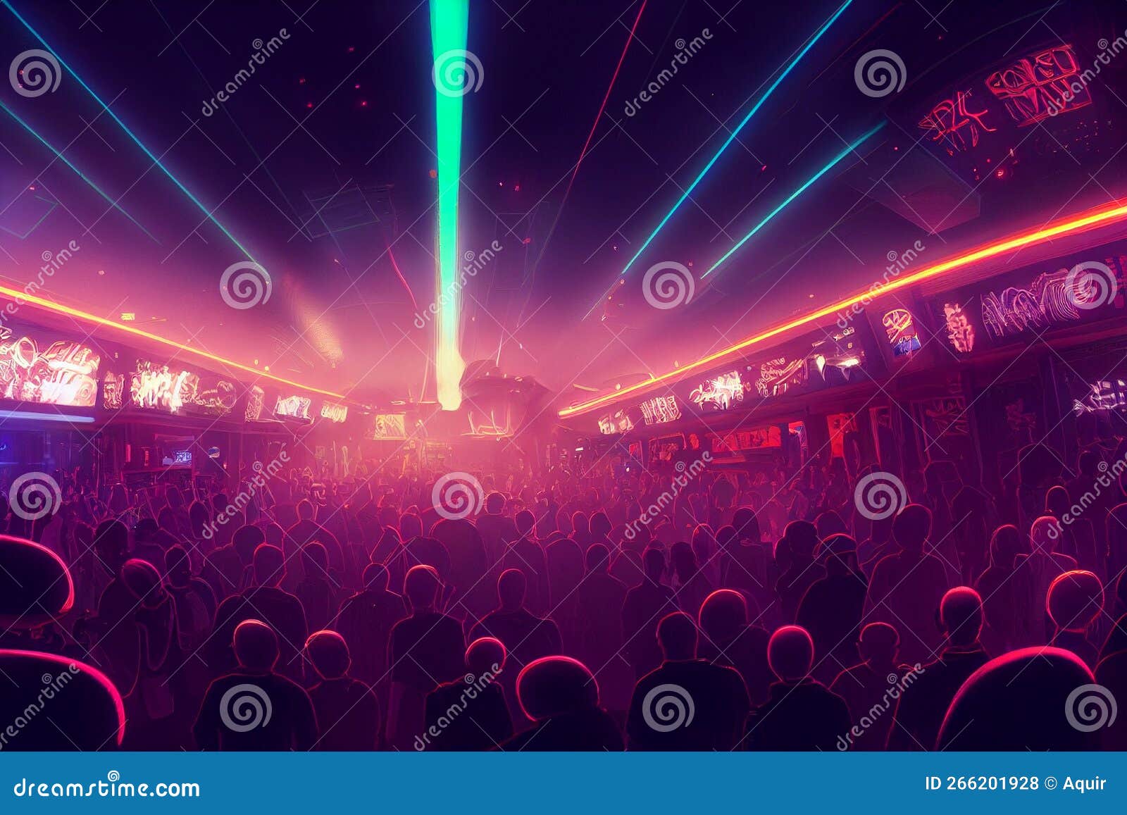 A Huge Crowded Disco Party in a Nightclub. Ai Generated. Disco ...