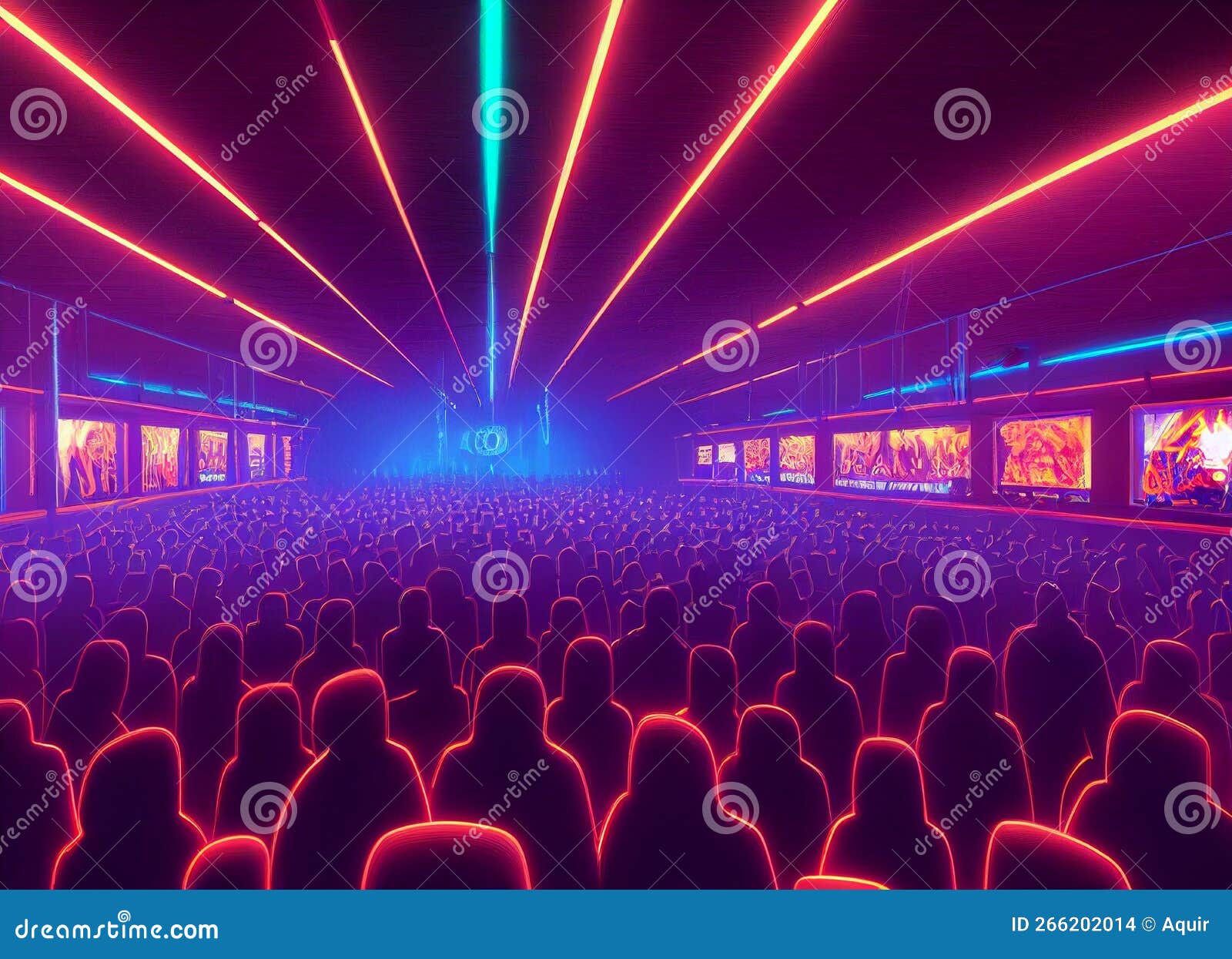 A Huge Crowded Disco Party in a Nightclub. Ai Generated. Disco ...