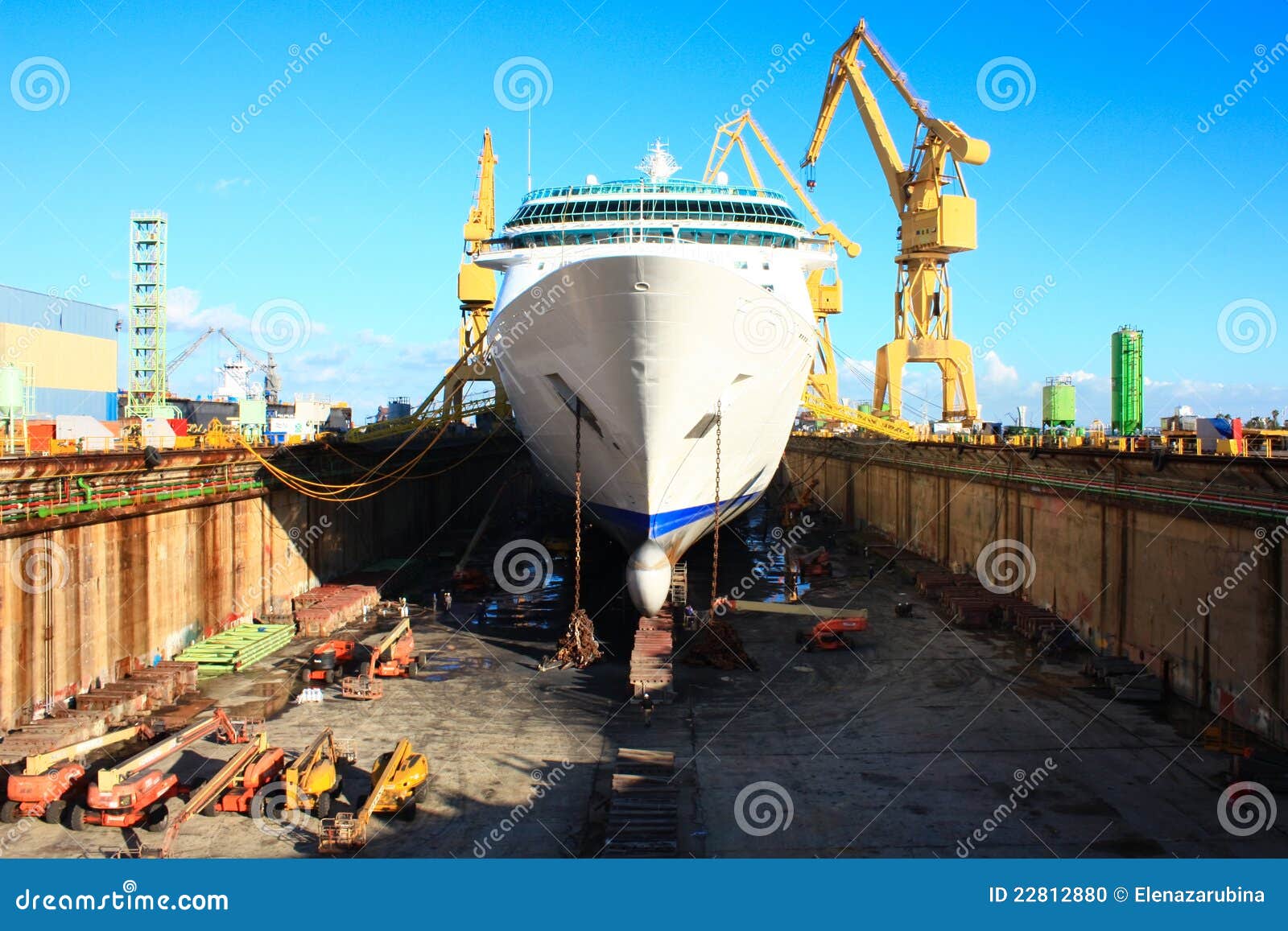 Huge Cruise Ship at Dry Dock Stock Photo - Image of anchor, yard: 22812880