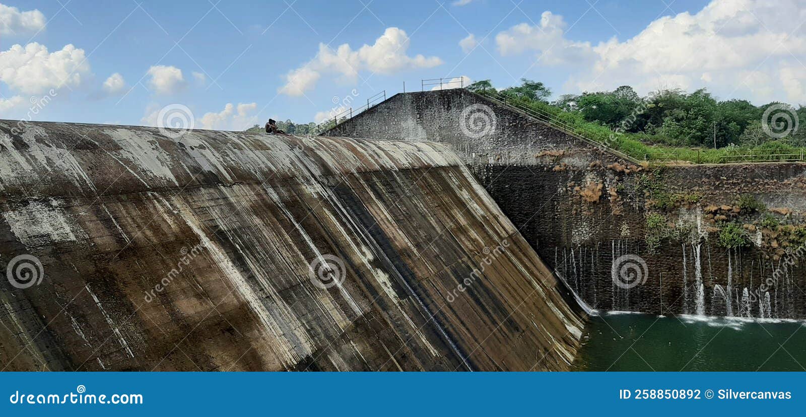 Huge dam wall of lake stock photo. Image of terrain - 258850892