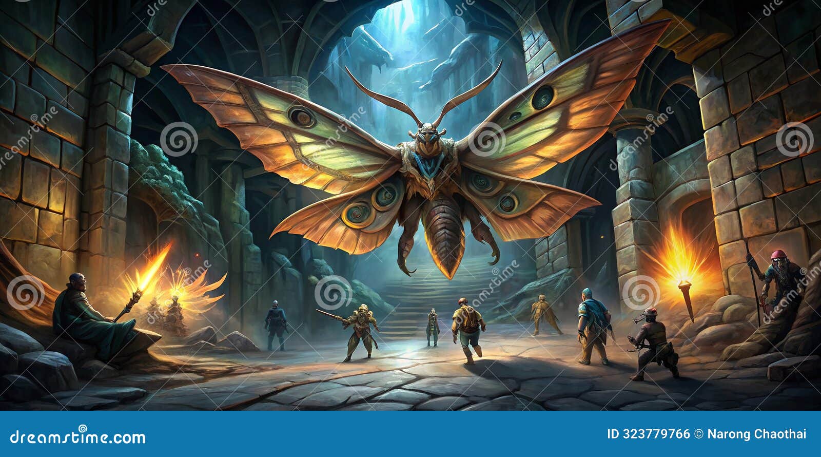 A Huge Dark Mutated Chimera Moth Attacks Dungeon Explorers AI-Created ...
