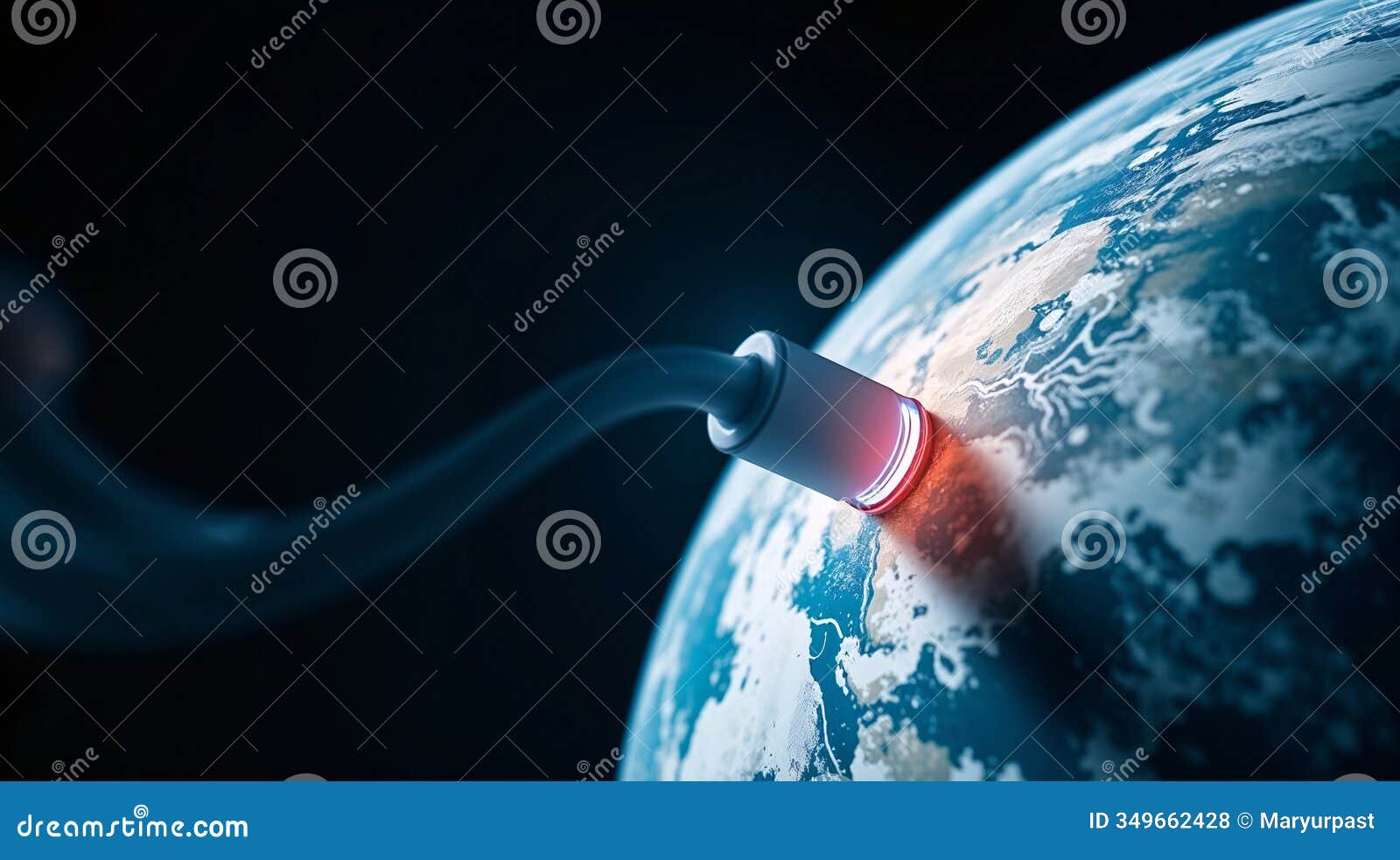 Huge Data Cable Connected To Earth, Internet Connection in Space Stock ...