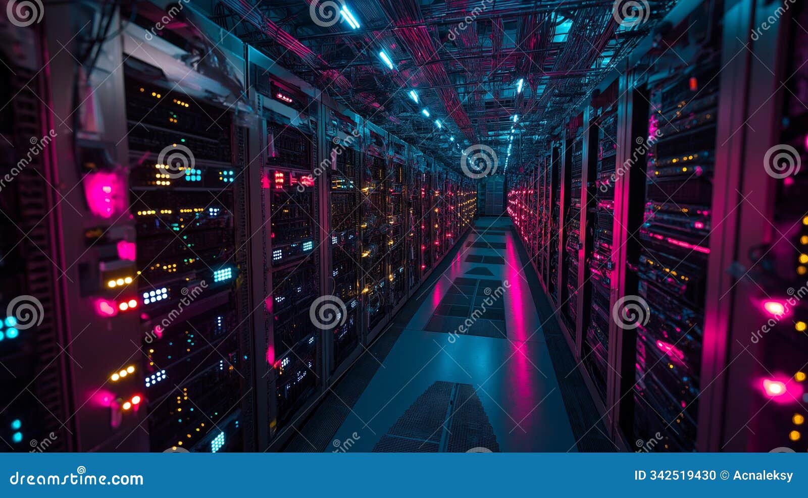 The Huge Data Center Server Room Cloud Services Royalty-Free Stock ...