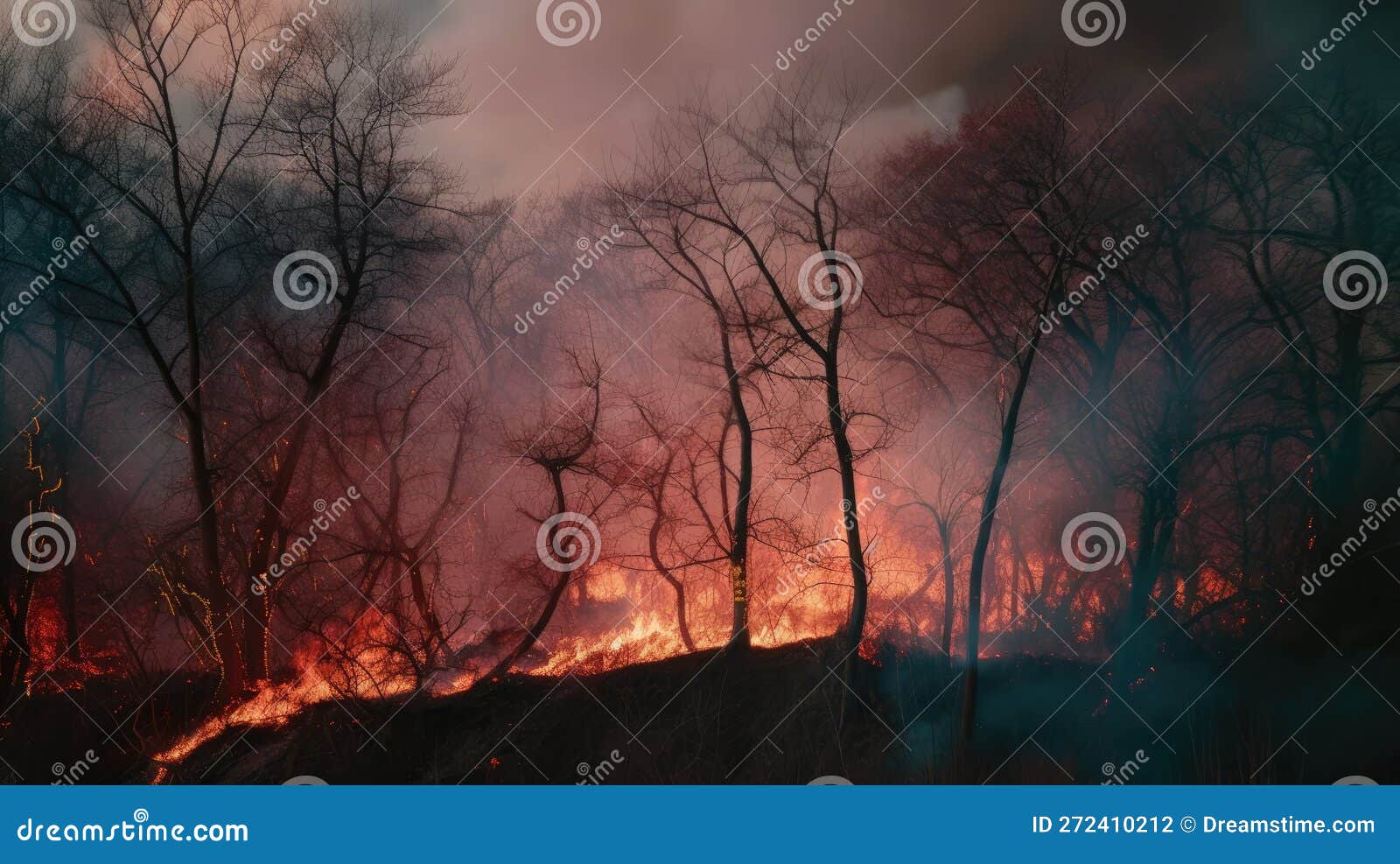 Forest Fire with Trees on Fire Stock Illustration - Illustration of ...
