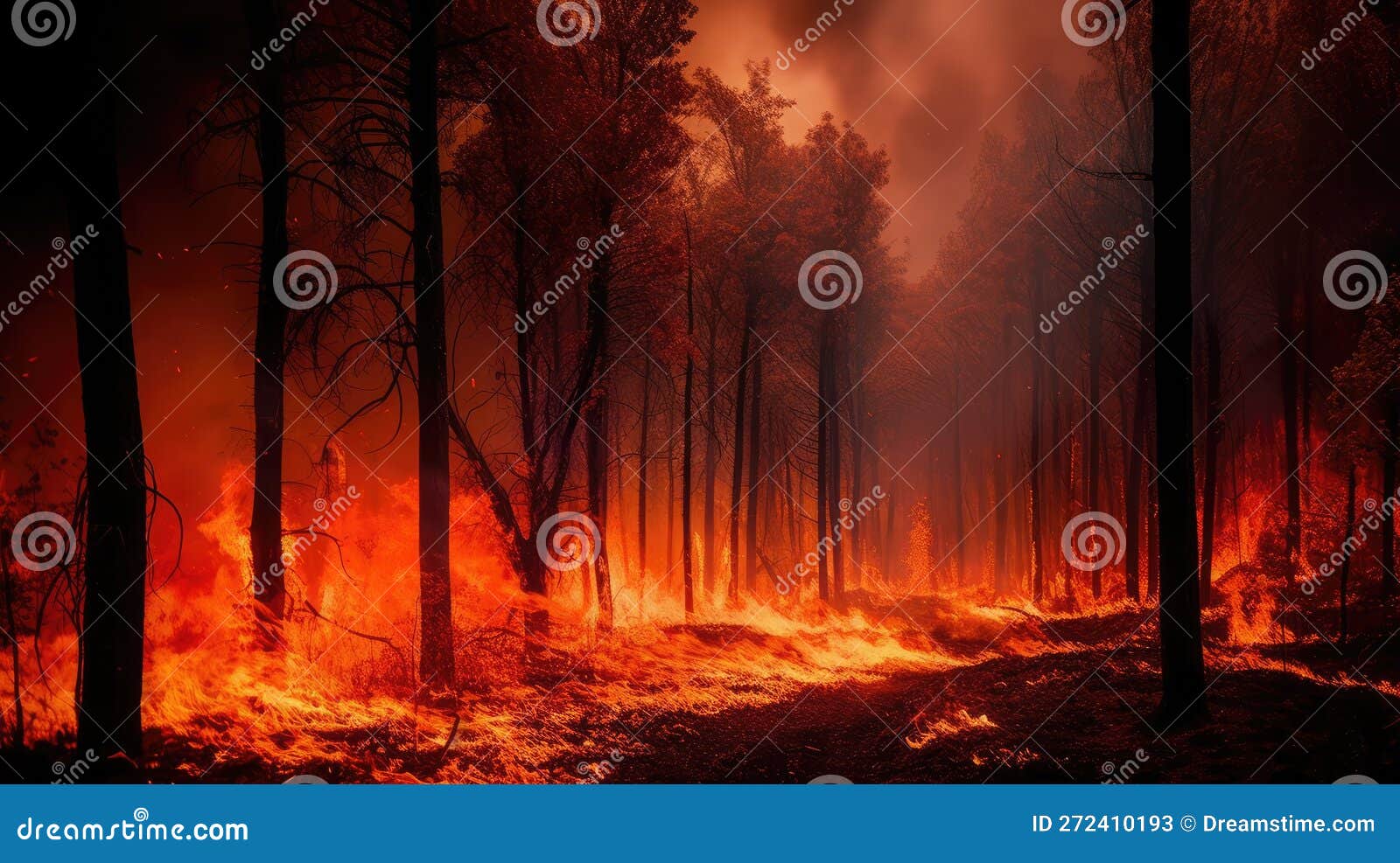 Forest Fire with Trees on Fire Stock Illustration - Illustration of ...