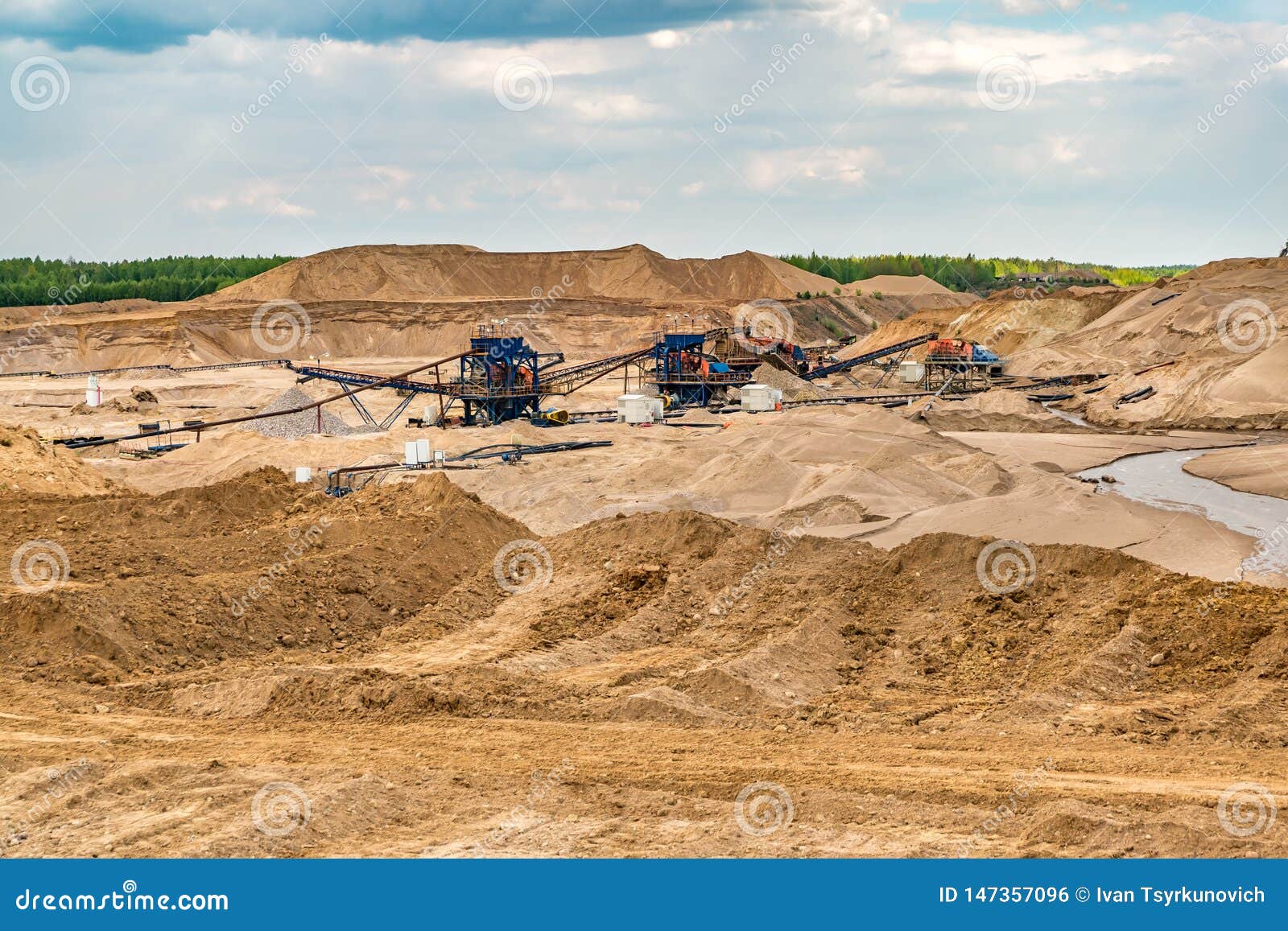 Extraction And Mining Potassium Salt. Industrial Landscape With Large ...