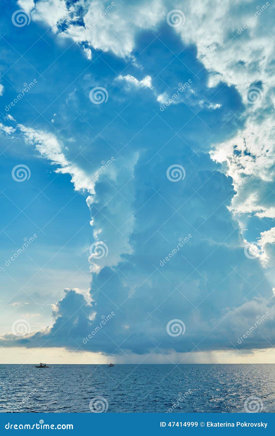 Huge Distant Cloud with Rain Over the Sea Stock Image - Image of ...
