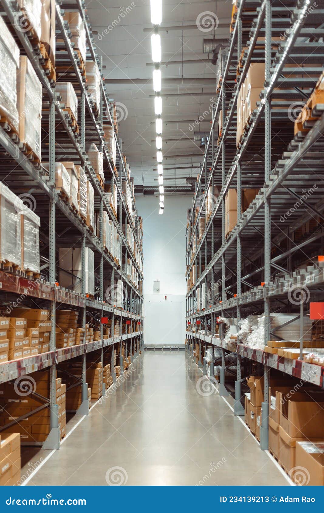 Huge Distribution Warehouse with High Shelves. Warehouse Interior Stock ...