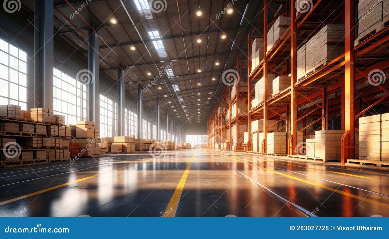 Huge Distribution Warehouse with High Shelves, Large Industrial ...