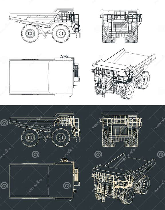 Huge dump truck blueprints stock vector. Illustration of mineral ...