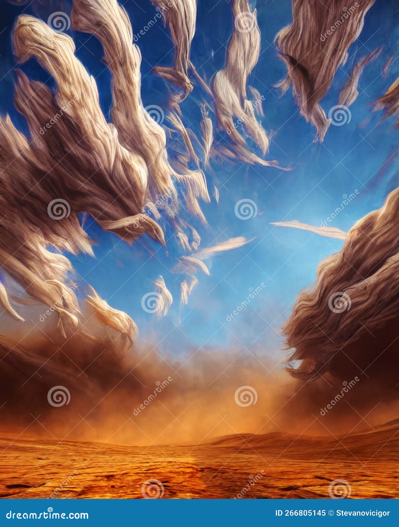 Huge Dust Cloud Over the Sandy Desert Landscape. Generative Ai Stock ...