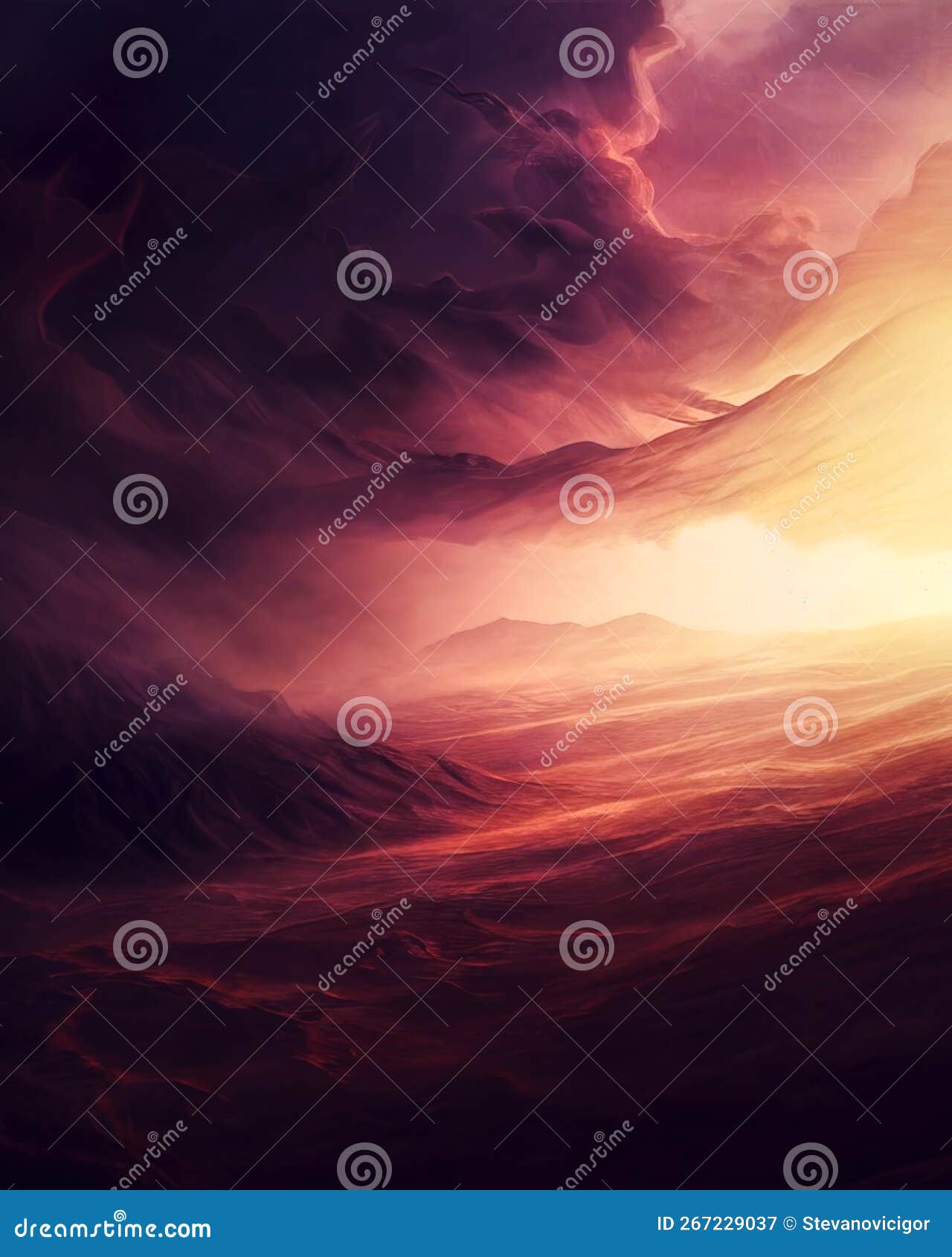 Huge Dust Cloud Over The Sandy Desert Landscape. Generative Ai Stock ...