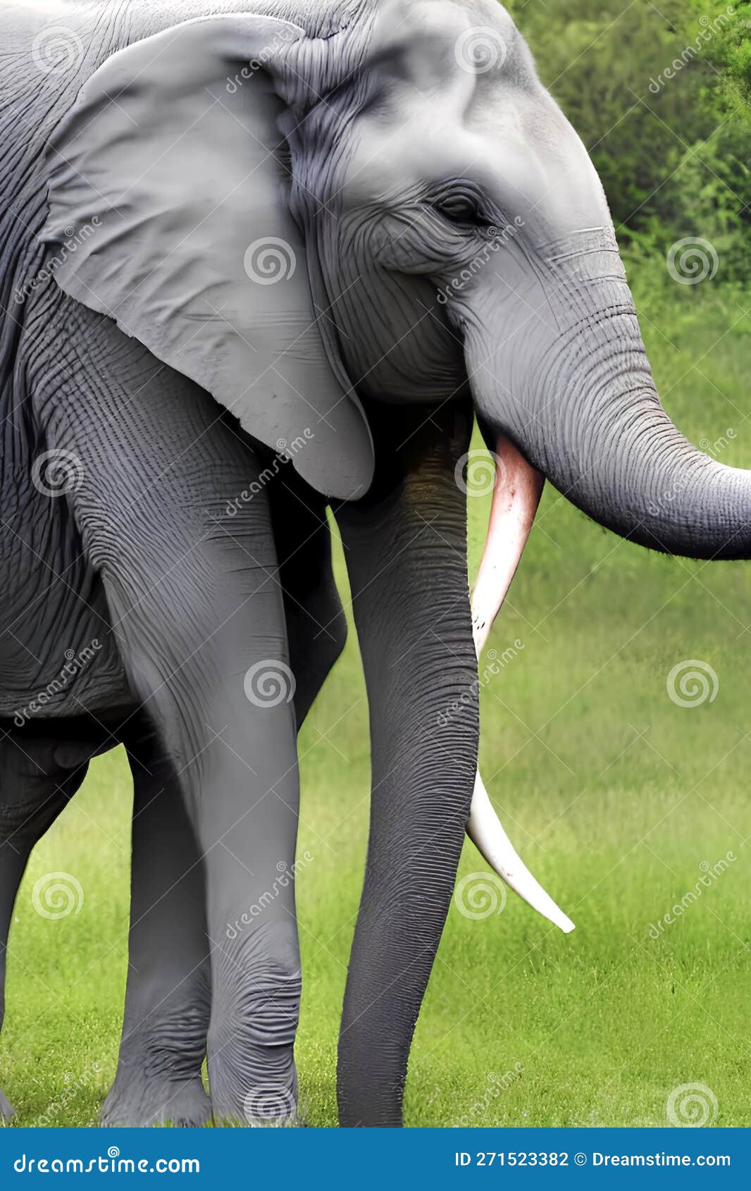Huge Elephant with Grass Background Generative AI Stock Photo - Image ...