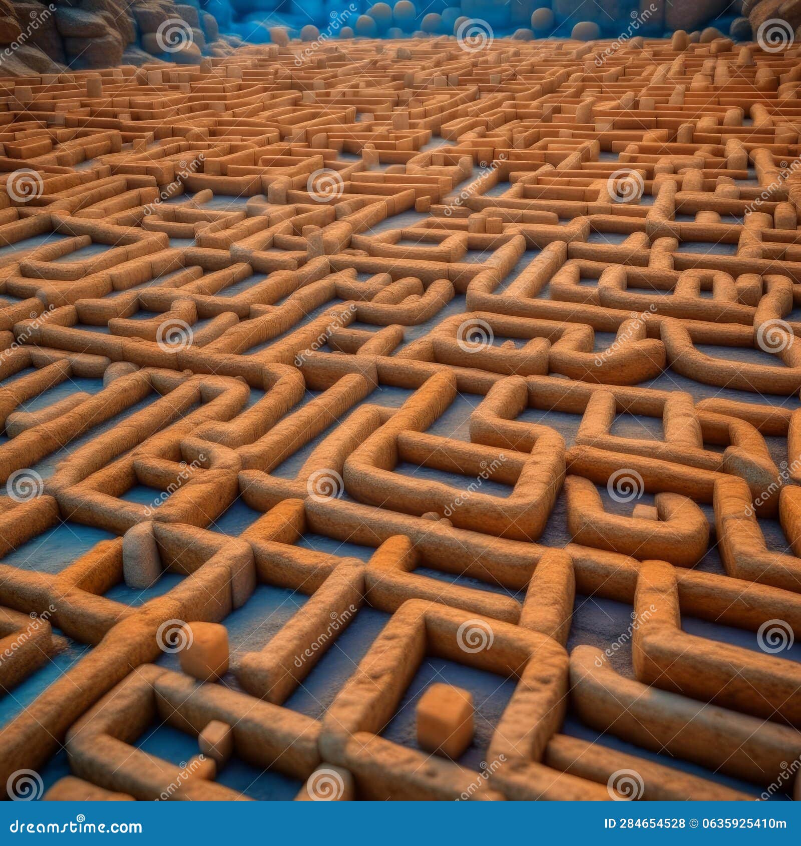 Huge Endless Maze, Top View. Stock Illustration - Illustration of path ...