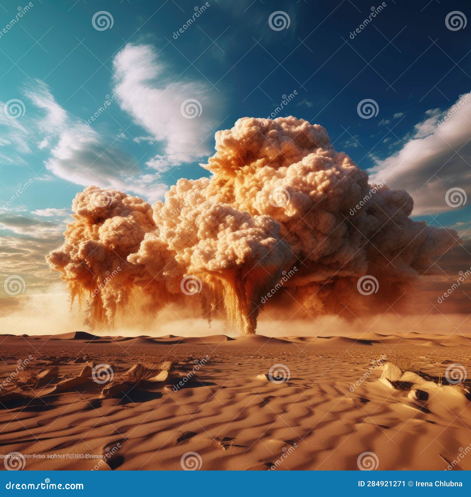 Huge Explosion in a Desert. Generative AI Stock Illustration ...