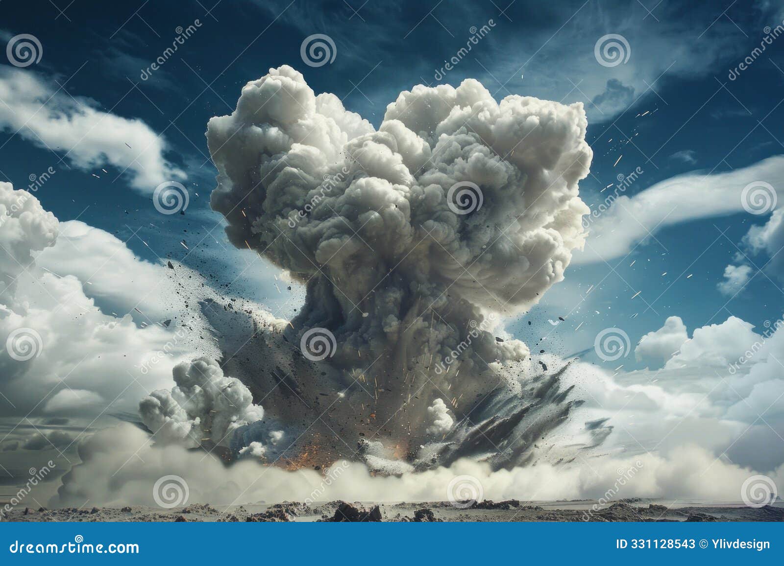 Huge Explosion is Forming Mushroom Cloud in the Air Stock Image - Image ...