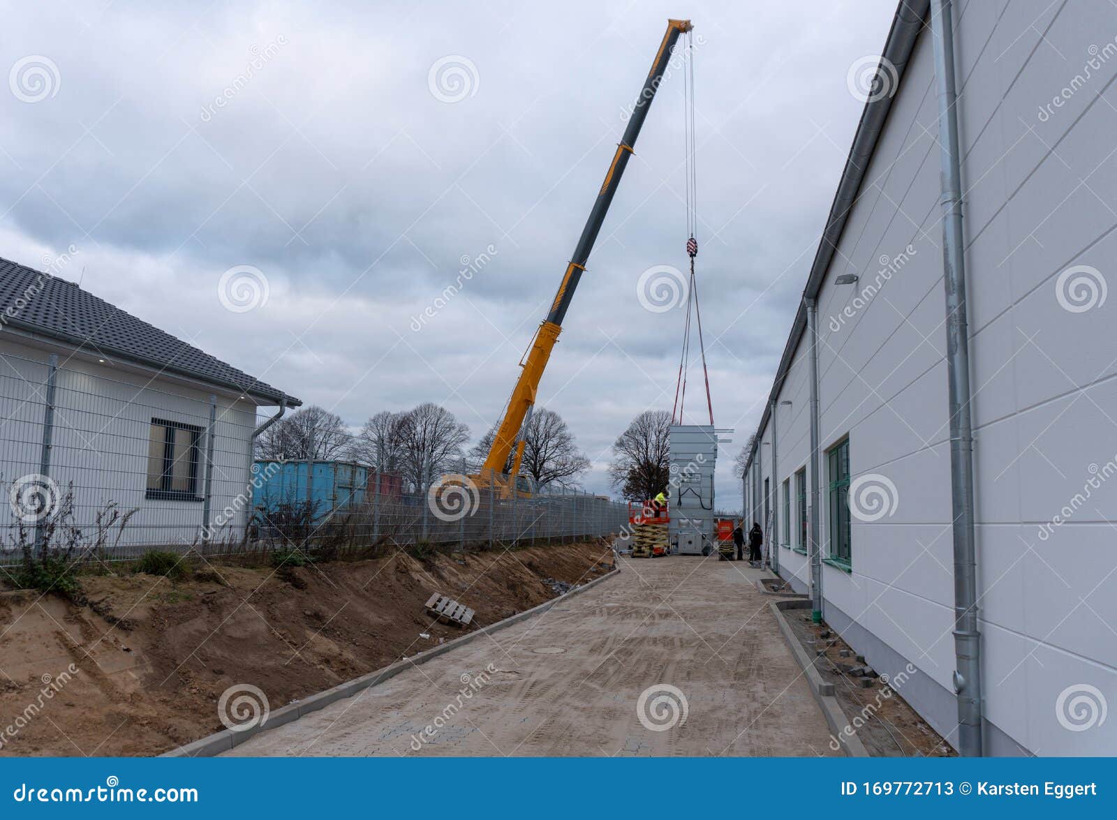 Huge Extraction System for Wood Chips is Installed on a Factory ...