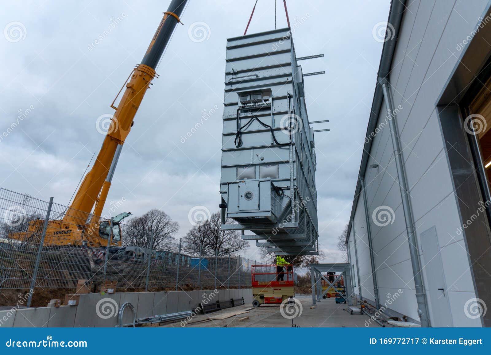Huge Extraction System for Wood Chips is Installed on a Factory ...