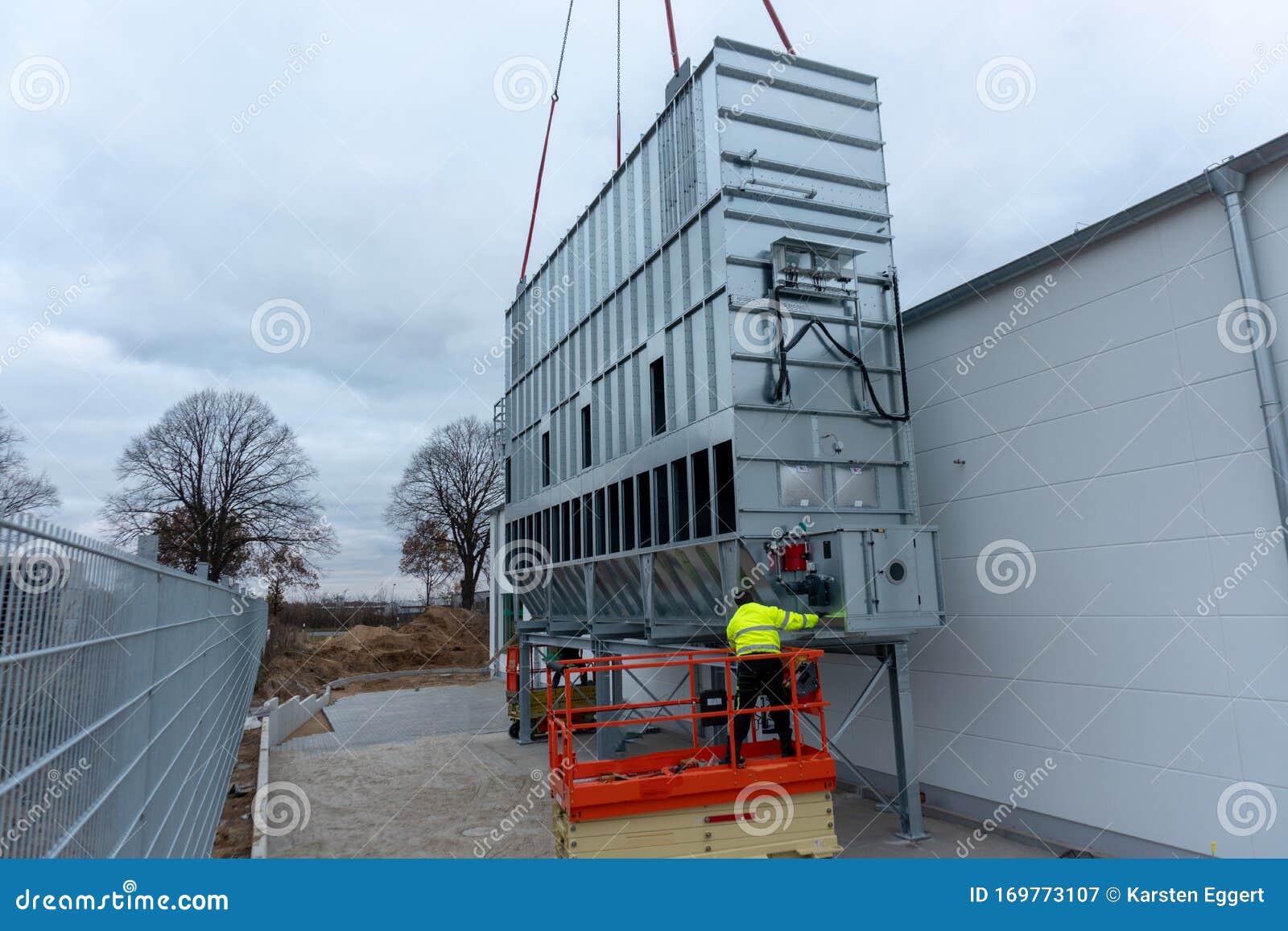 Huge Extraction System for Wood Chips is Installed on a Factory ...