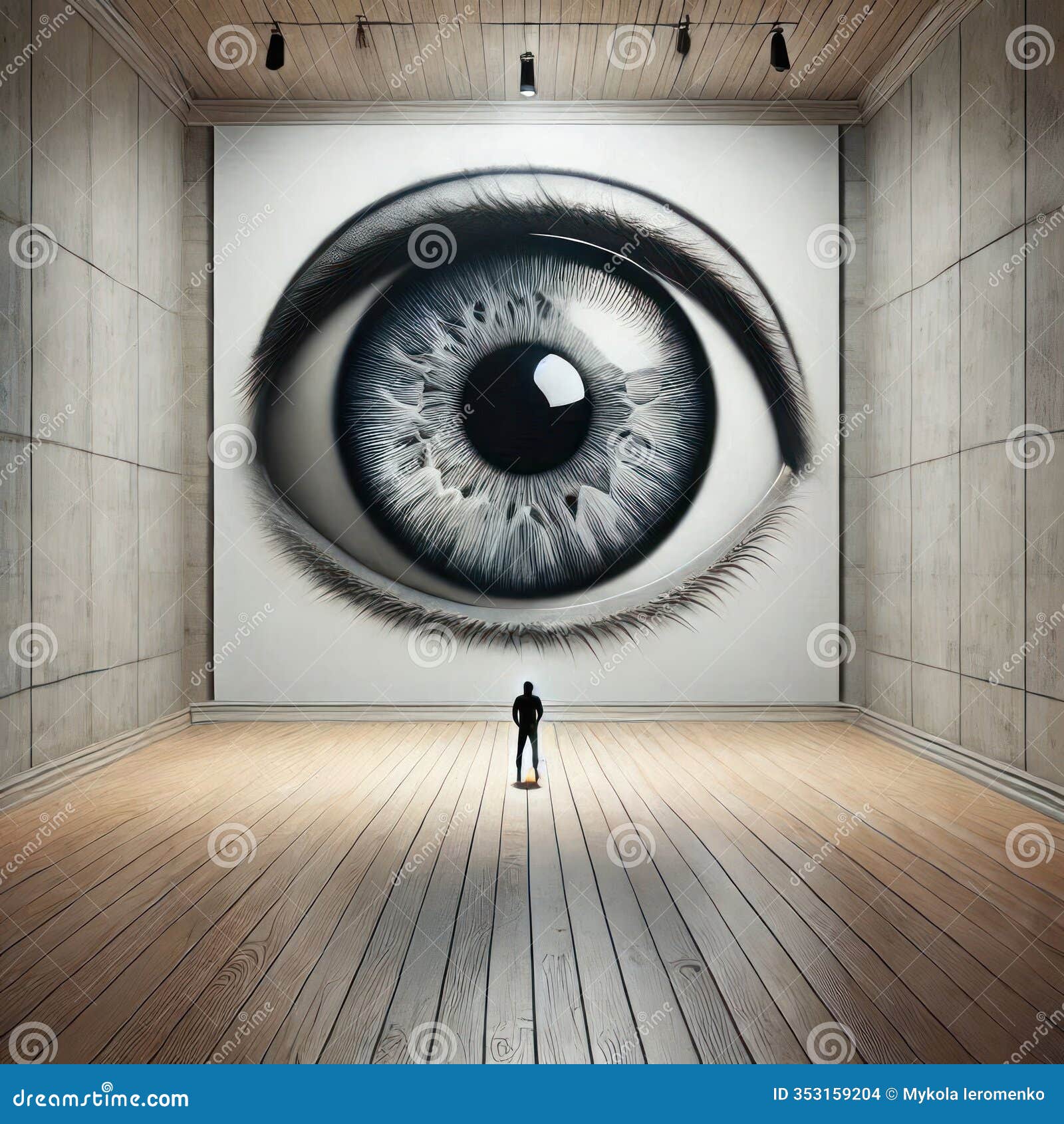 A Huge Eye on the Wall, Looking at a Person. Stock Photo - Image of ...