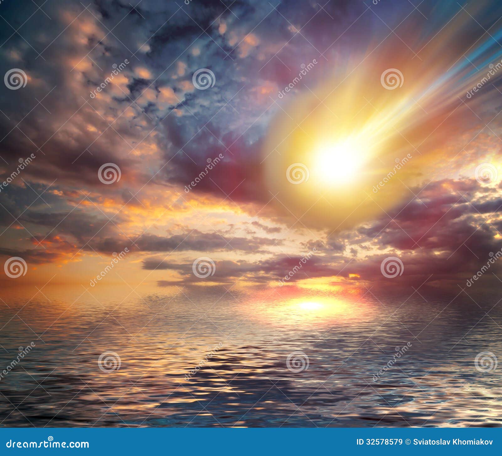 A huge fiery meteorite stock image. Image of explosion - 32578579