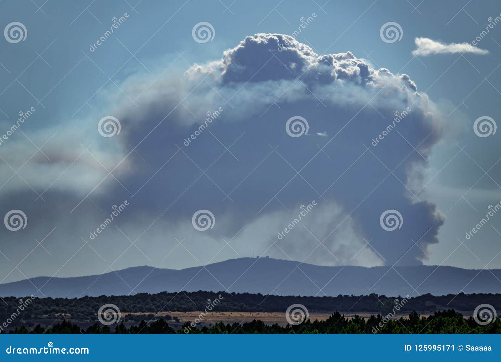 Huge Fire in the Long Distance Behind Mountains Stock Image - Image of ...