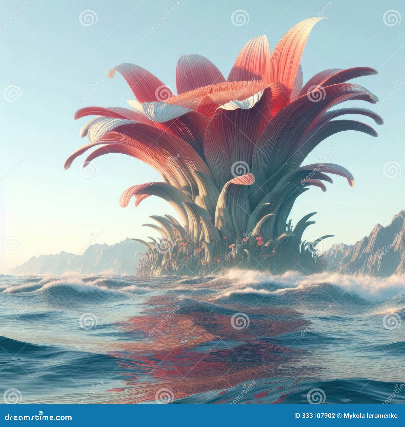 A Huge Flower on the Sea Waves. Stock Photo - Image of ocean, seascape ...