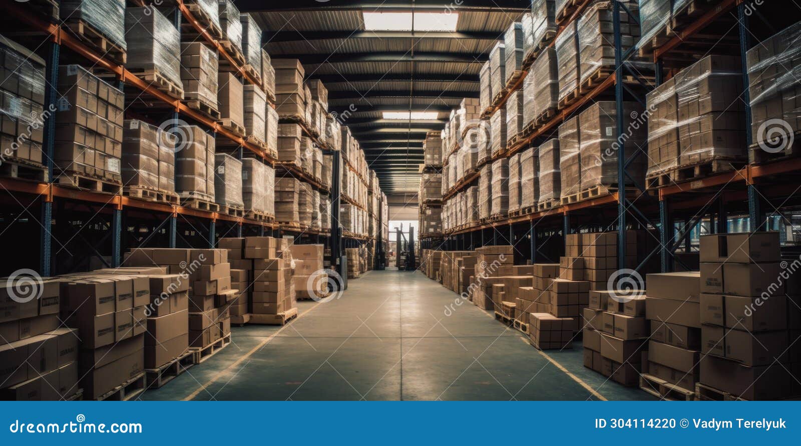 Huge Full Storage of Warehouse. Shipping Stack of Cardboard Boxes Stock ...