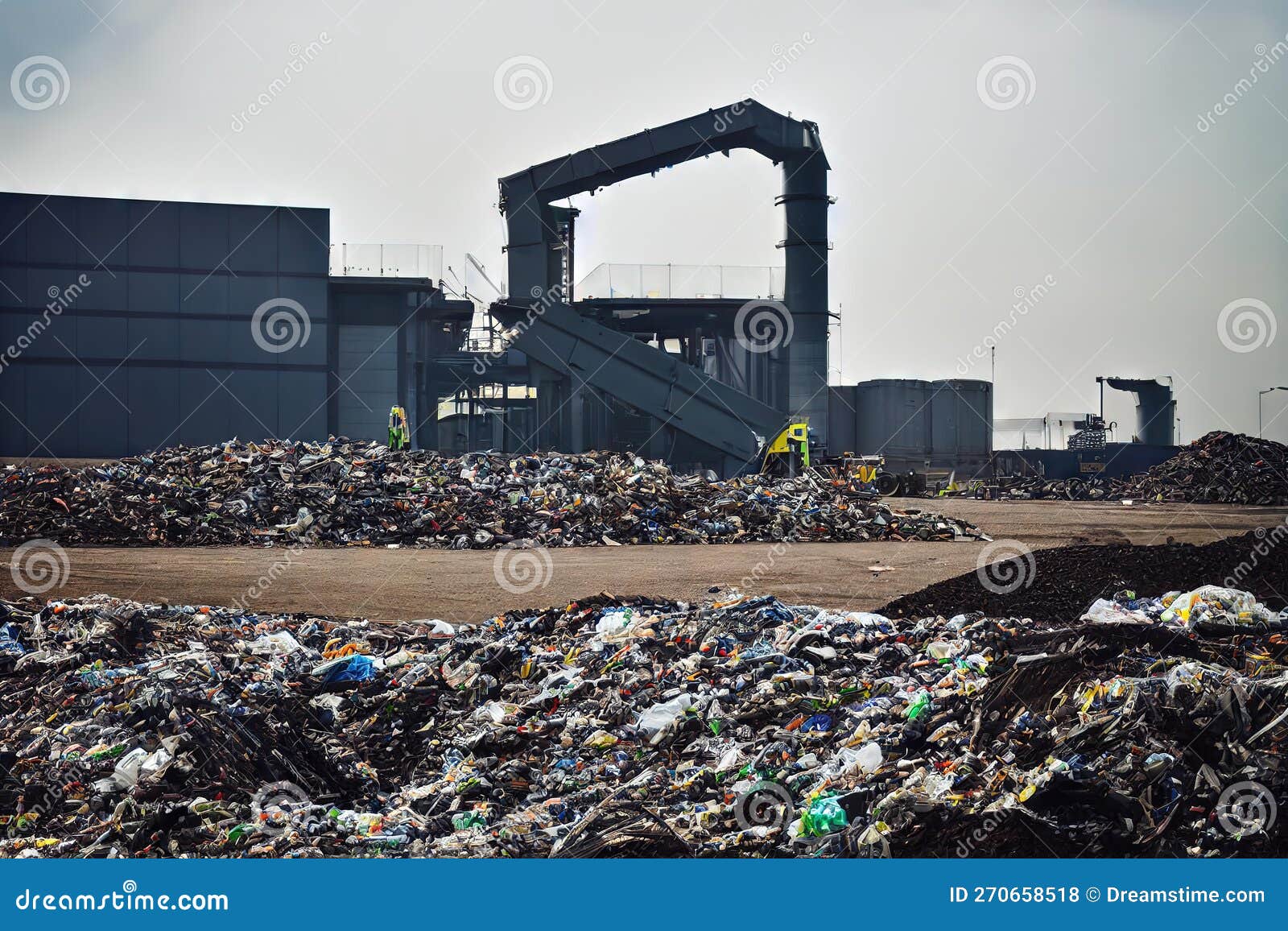 Huge of Garbage in Garbage Recycling Process. Stock Illustration ...