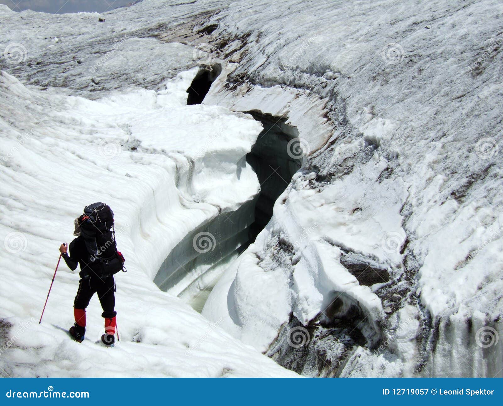 Huge glacier crevasse. stock image. Image of high, glacier - 12719057