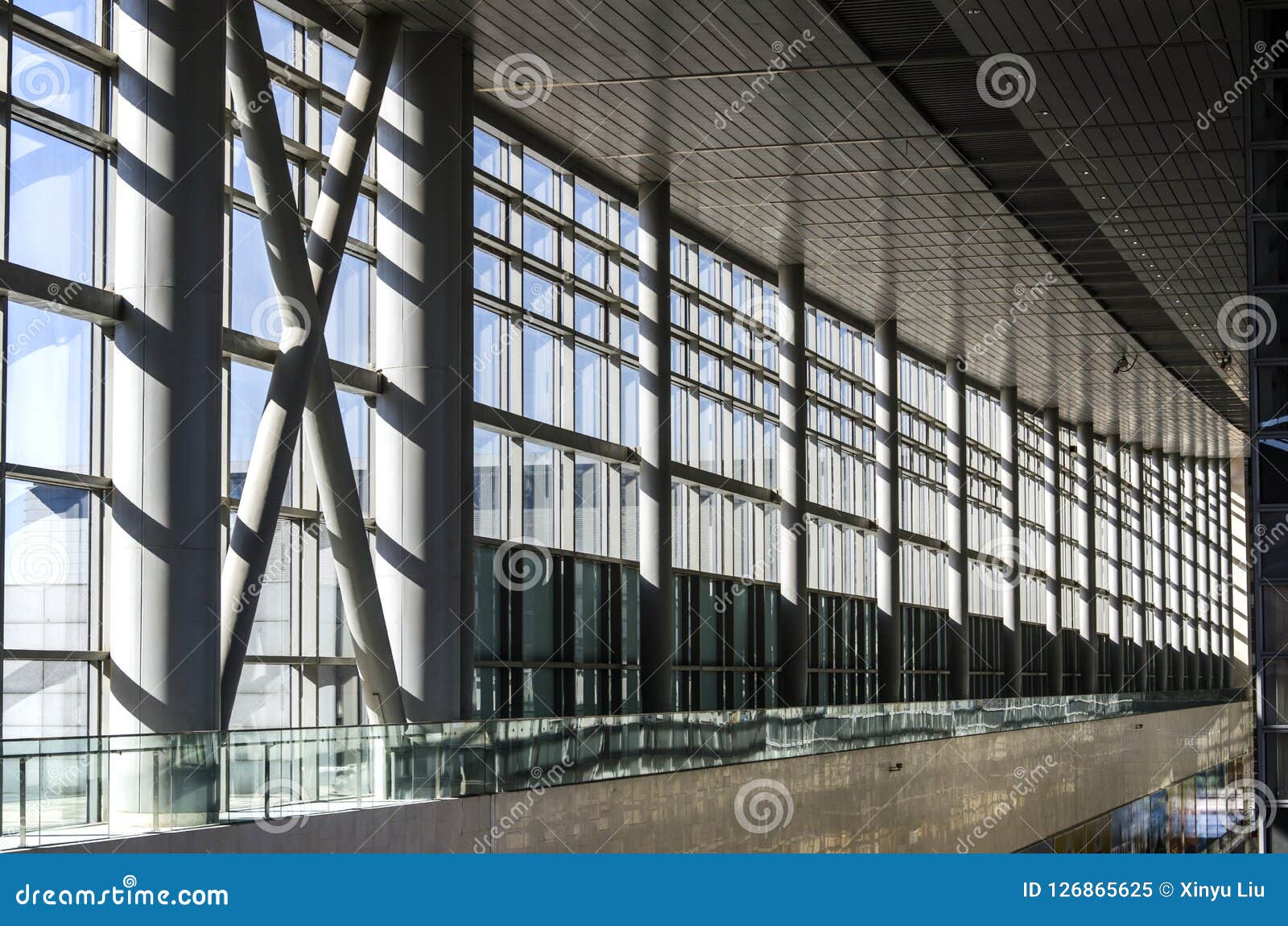 Huge glass windows stock image. Image of steel, post - 126865625