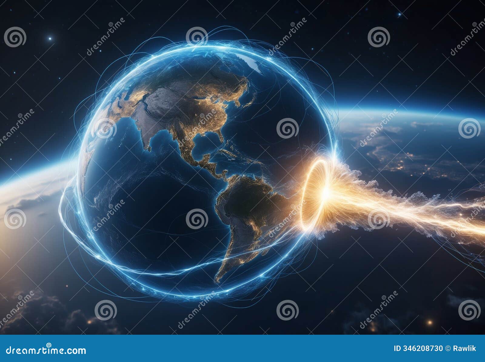 A Huge Glowing Internet Cable Stretching Across the Globe Like a ...