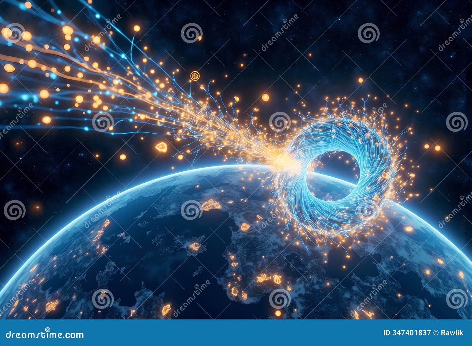 A Huge Glowing Internet Cable Stretching Across the Globe Like a ...