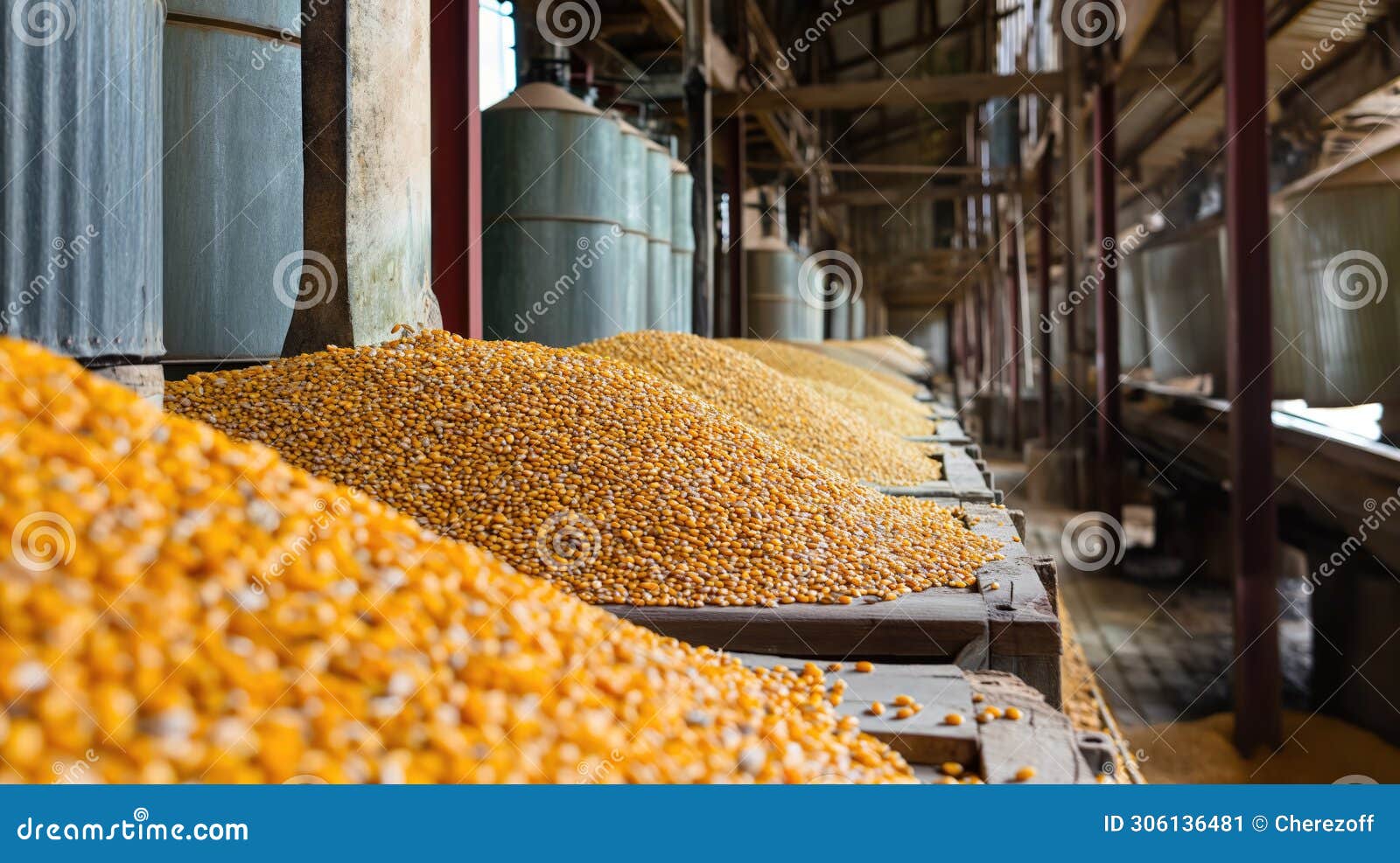 A Huge Granary is Filled with Grain Stock Image - Image of food ...