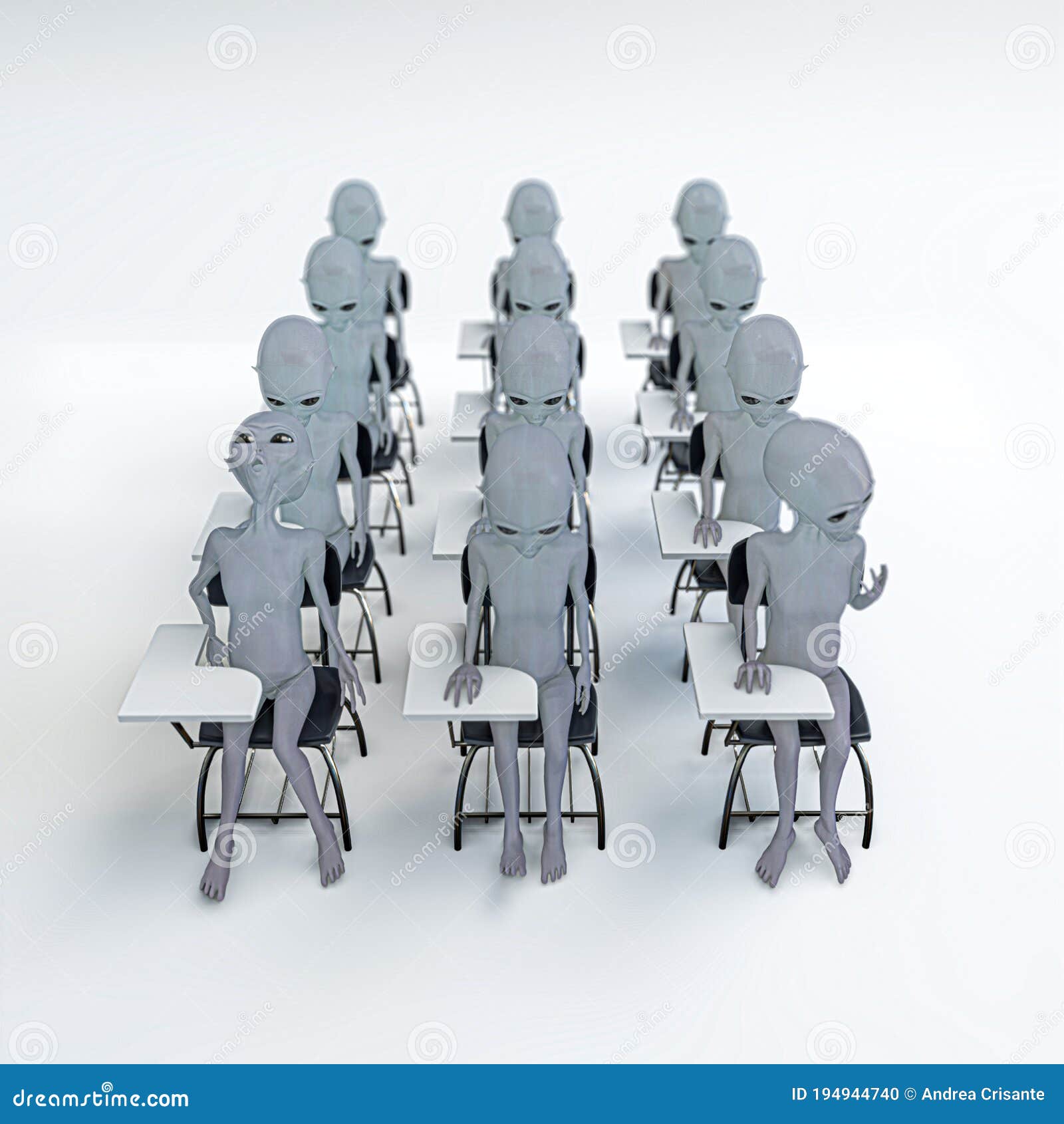 Group Of Aliens On Green Background Royalty-Free Illustration ...