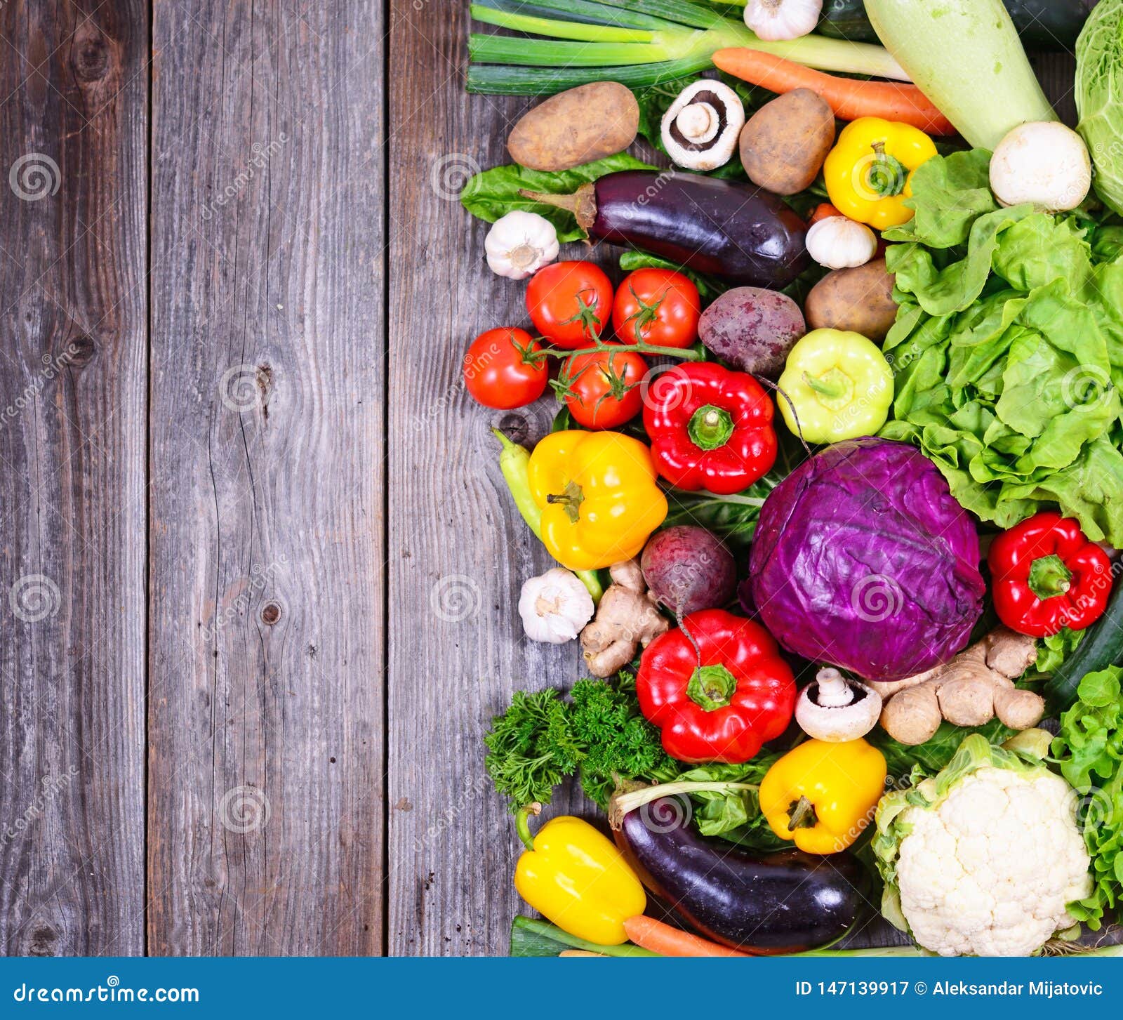 Huge Group of Fresh Vegetables on Wooden Table - High Quality Studio ...