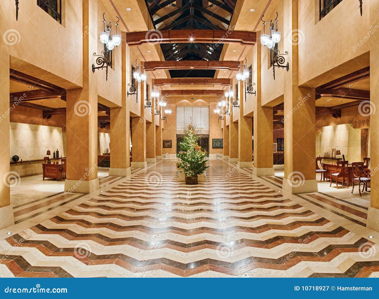 Huge Hall Interior in Golden Colors Stock Image - Image of column ...