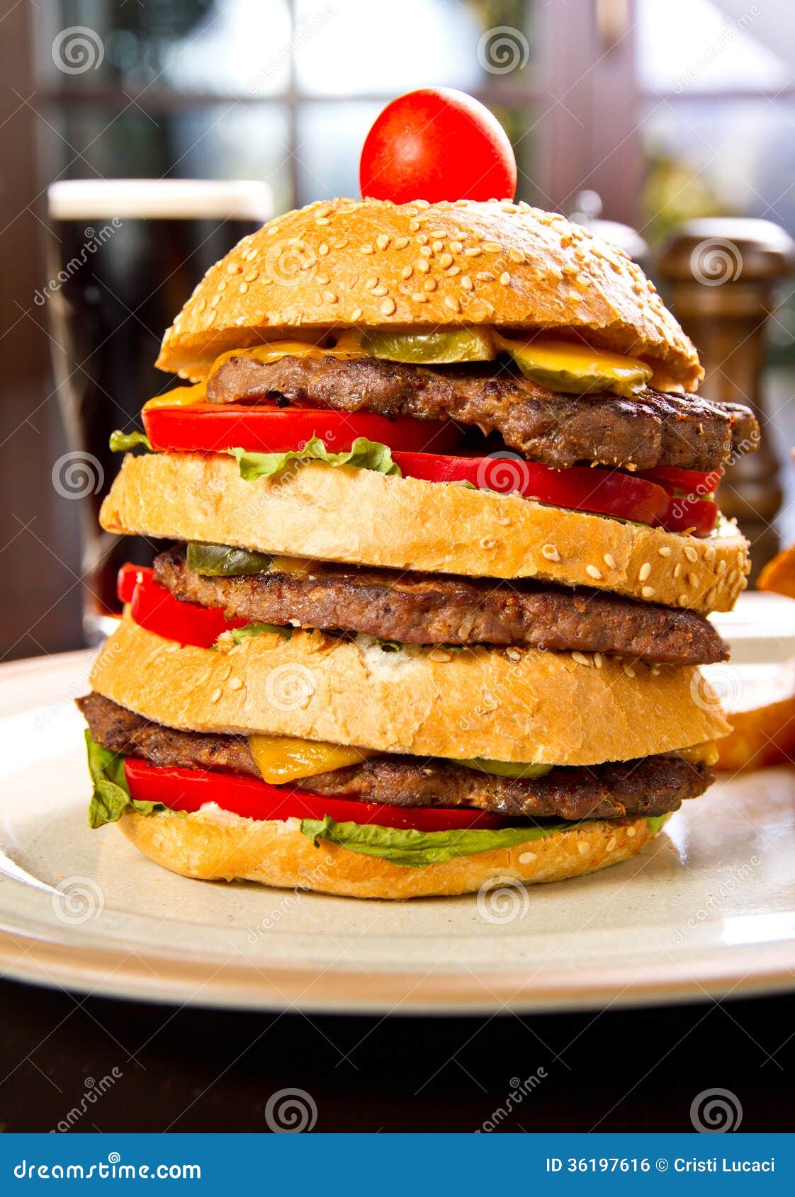 Huge hamburger stock photo. Image of fastfood, cheeseburger - 36197616